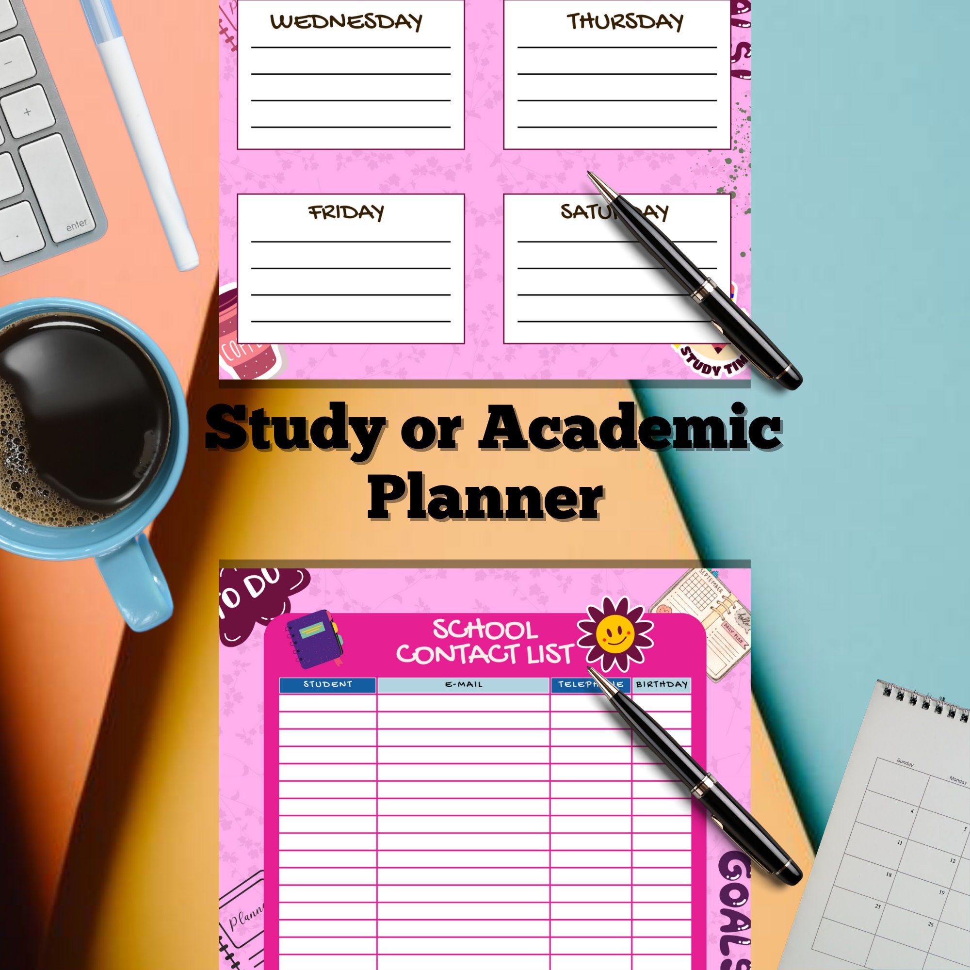 Student Academic Planner, Student Planner, Undated Academic Planner ...