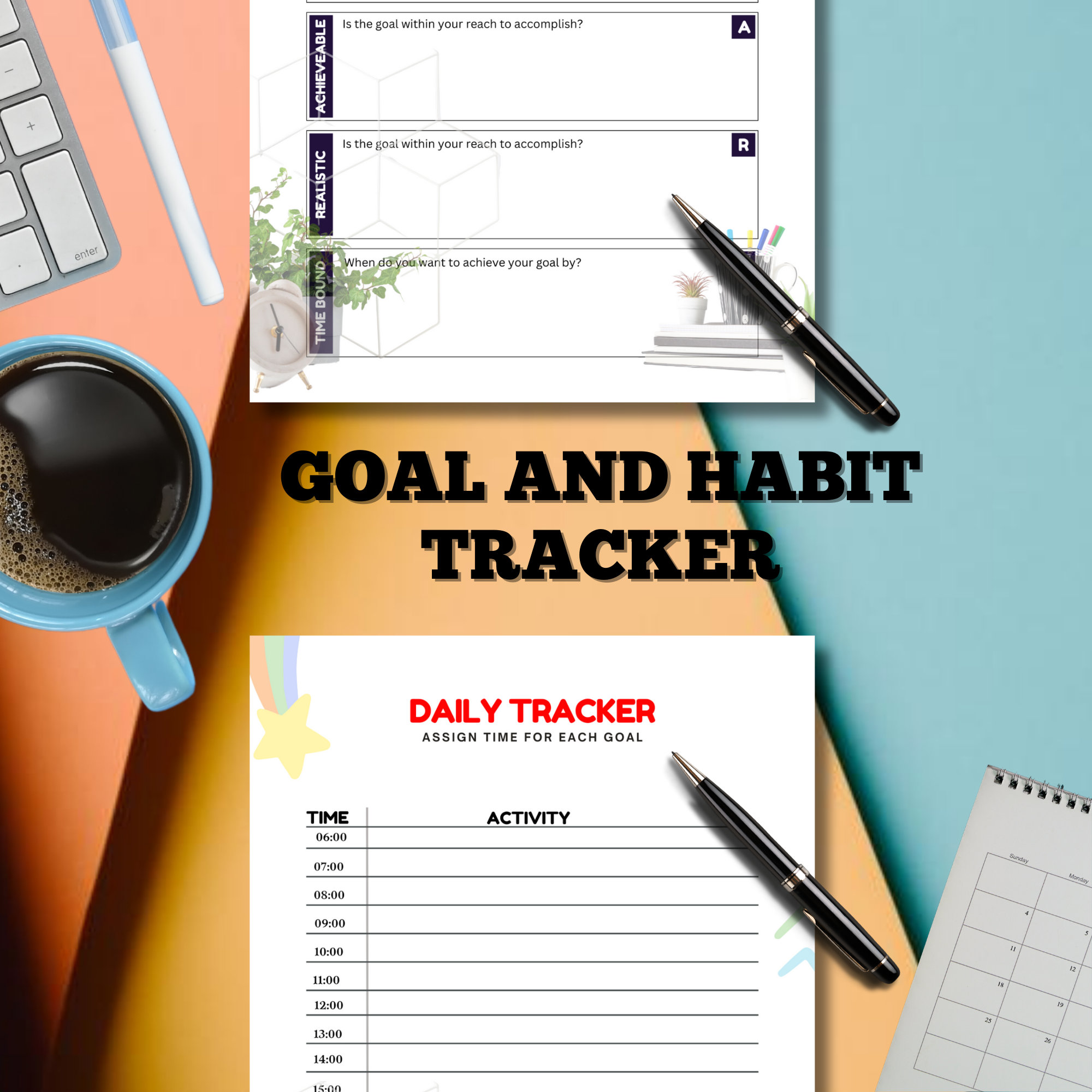 Printable Goal and Habit Tracker, Goal Setting, Goals Vision Board ...
