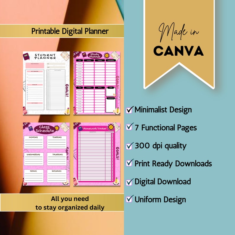 Student Academic Planner, Student Planner, Undated Academic Planner ...