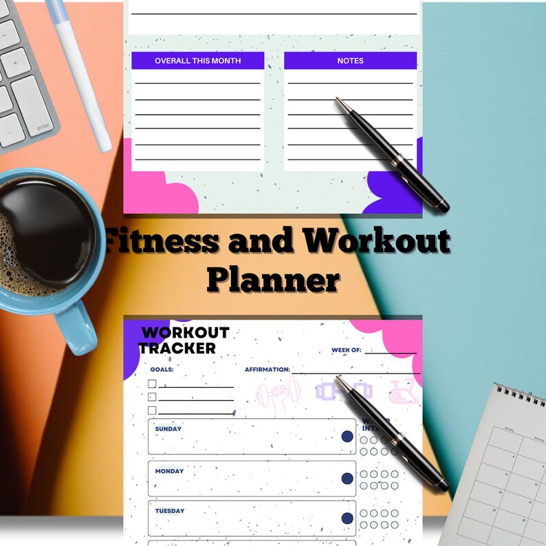 Printable Health and Fitness Planner Bundle, Fitness Planner, Workout ...