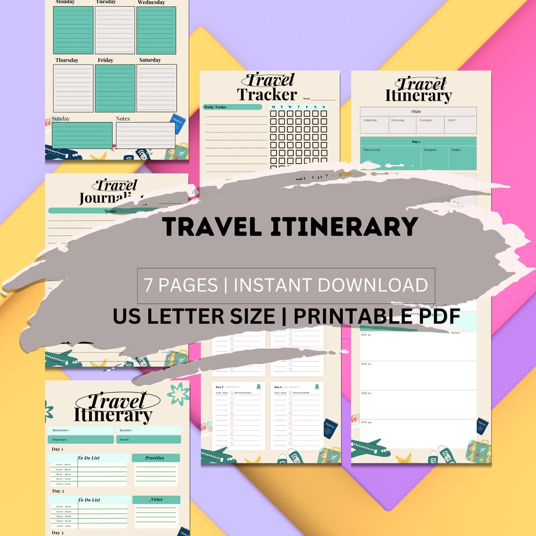 Travel Itinerary Planner, Digital Holiday Planner, Digital Travel ...