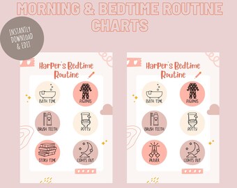 Set of 4 Princess Kids Bathroom Bedtime Daily Chores Routine Instant ...
