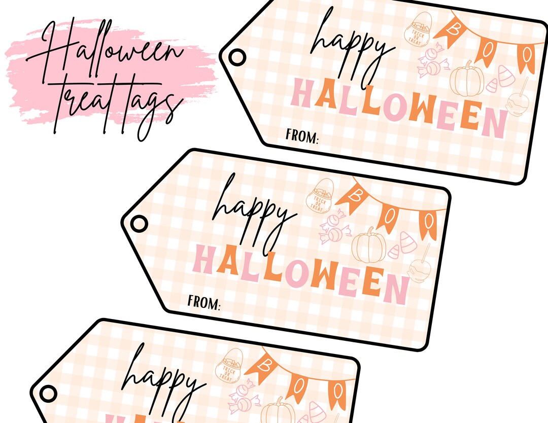 Halloween Treat Tags, Halloween Candy Bag Tag, Pumpkin Bag Tag, Instant ...