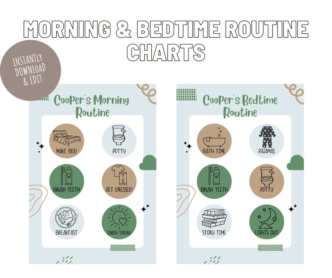 Morning & Bedtime Routine Chart (instant Download) - Etsy