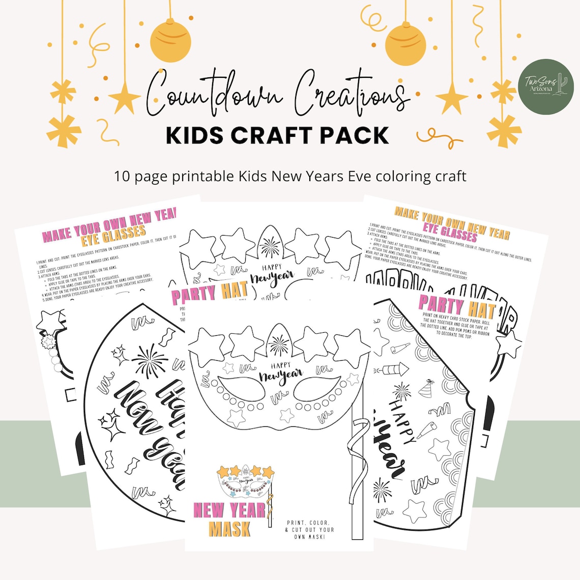 NYE Activity Pages, NYE Coloring Pages, Kids Activities, Printable ...