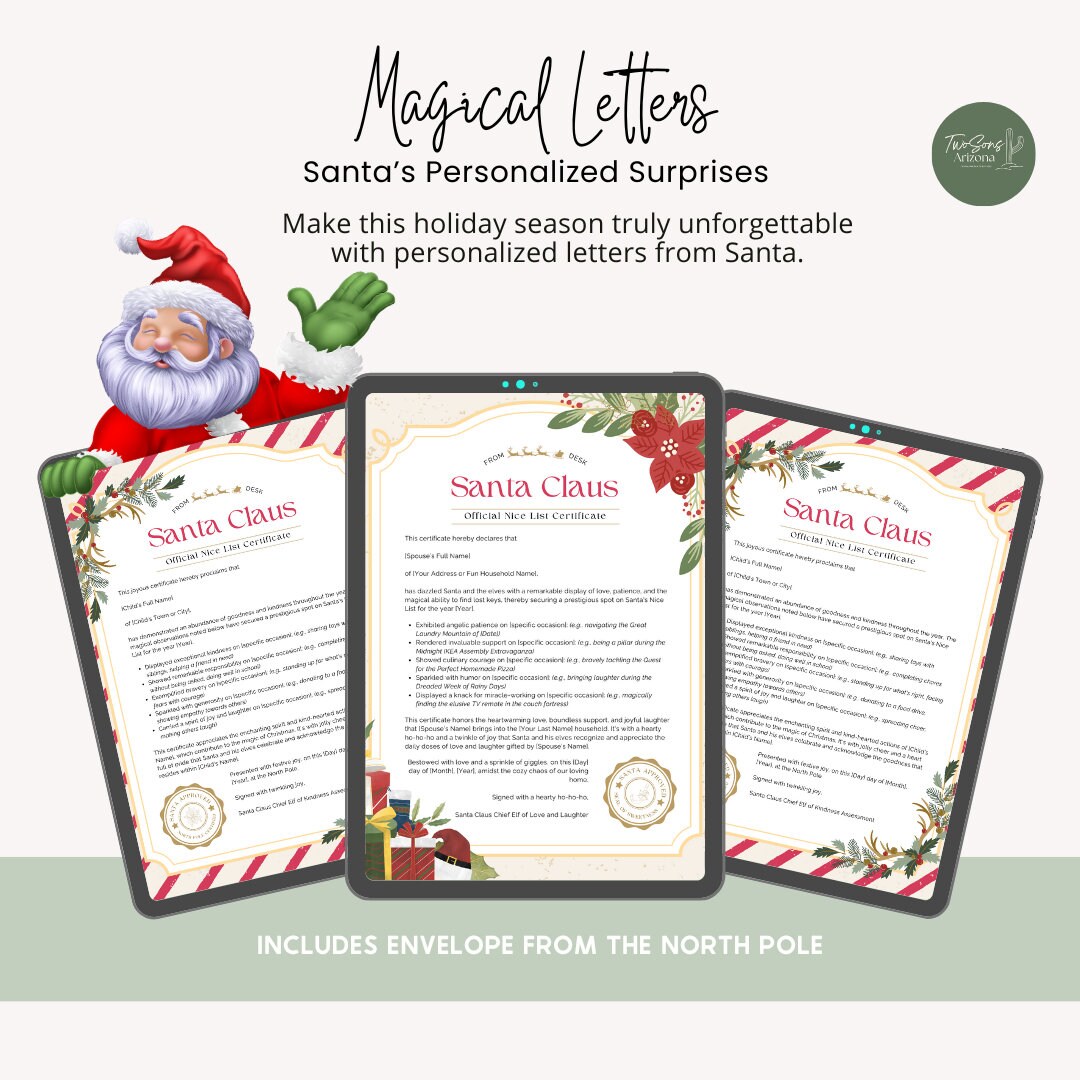 EDITABLE BUNDLE Personalized Letter and Certificate From Santa - Etsy