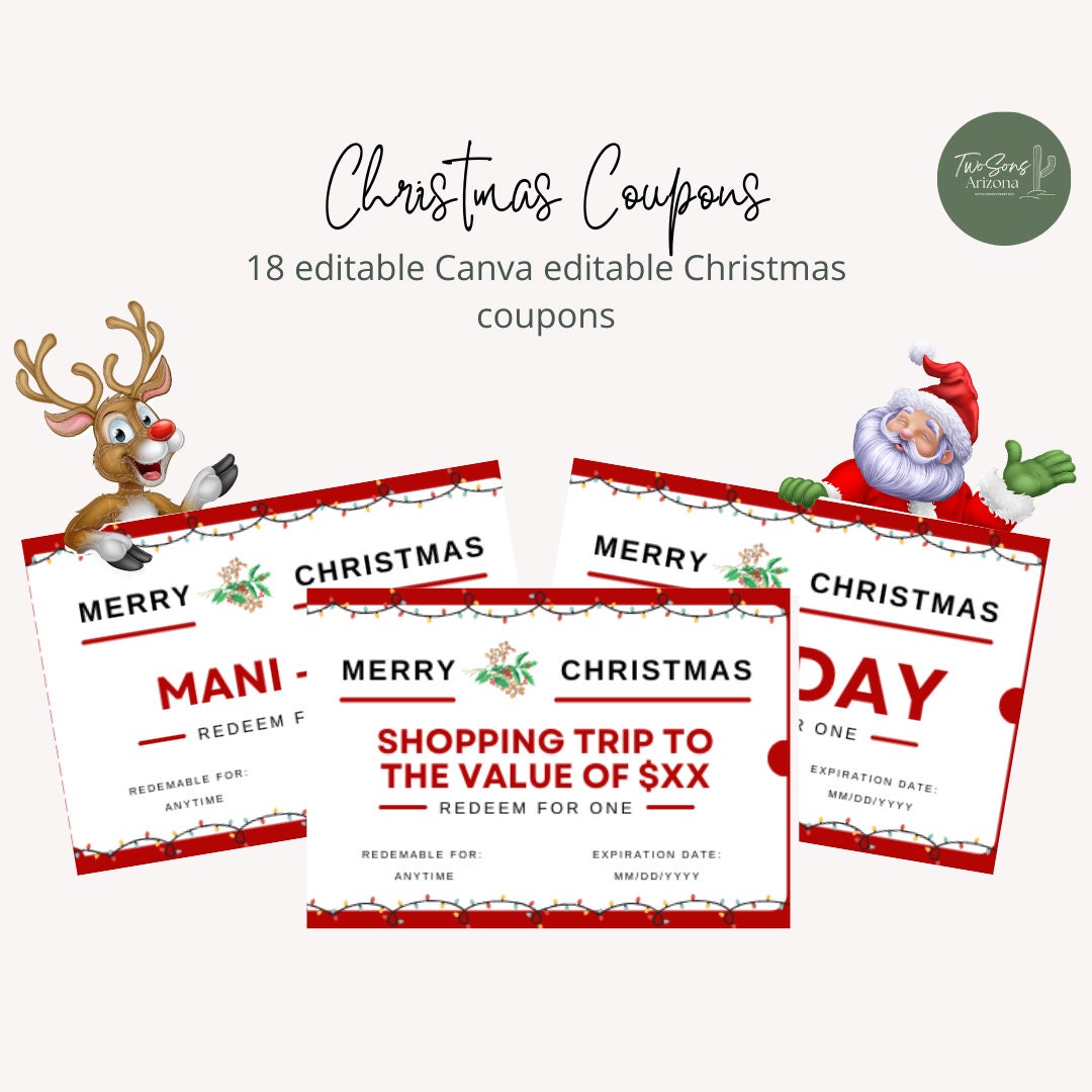 EDITABLE Christmas Coupon Book Printable Template, Fun Gift Idea, Diy ...