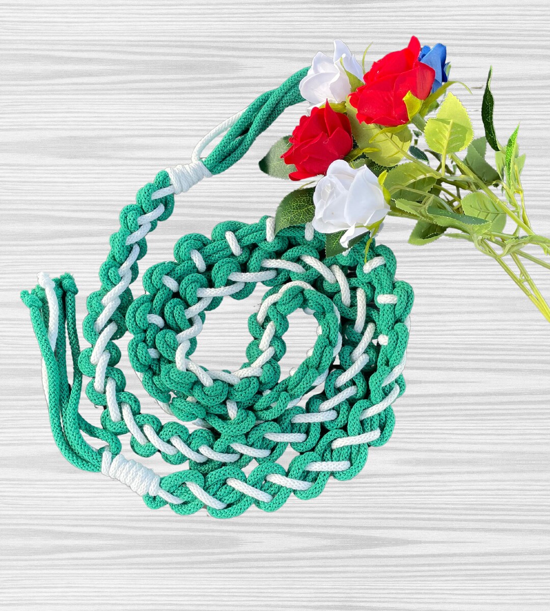 Custom Macrame Handfasting Cord Green & White Wedding Tie - Etsy