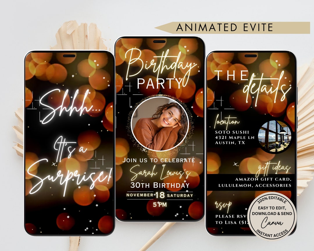 Digital Surprise Birthday Party Invitation, Evite Birthday Party ...