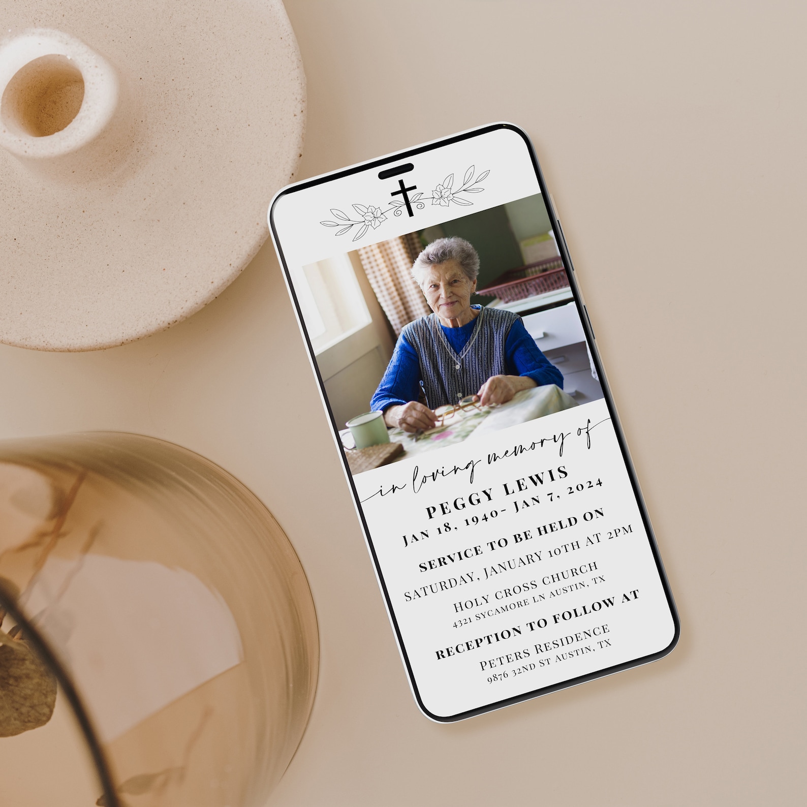 Editable Funeral Evite, Digital Funeral Invitation, Electronic Funeral ...