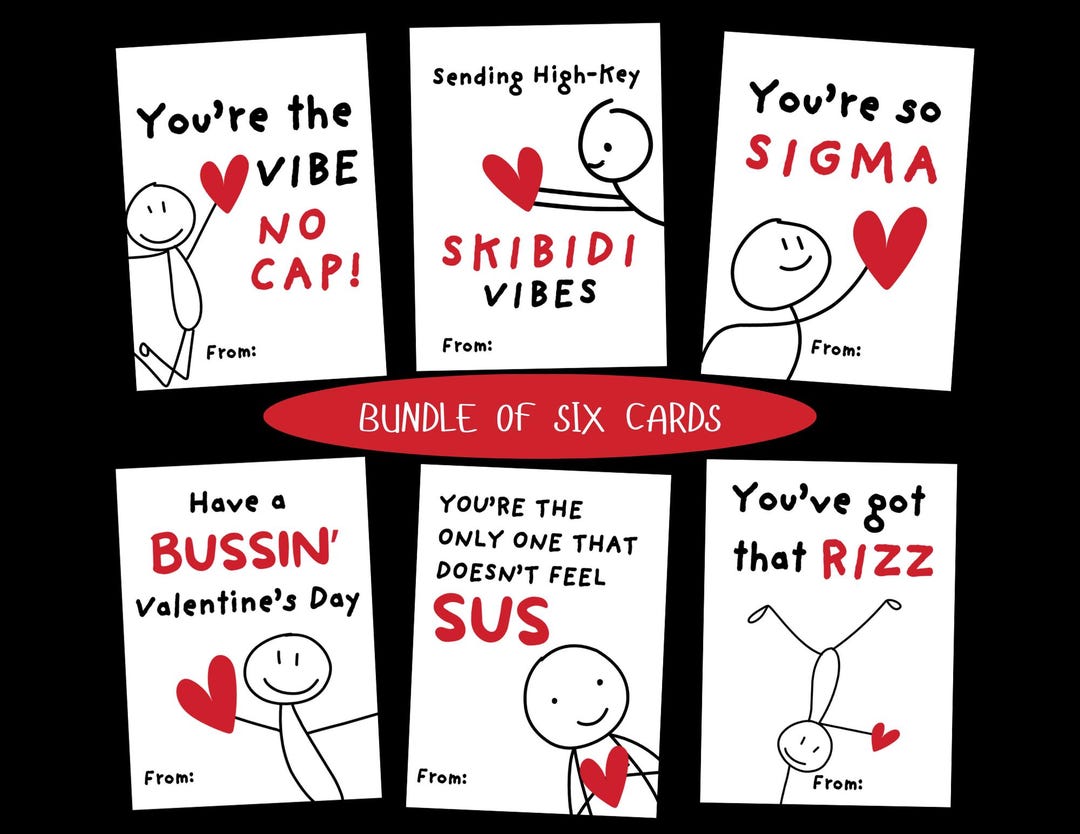 Slang Kids Valentine's Day Cards, Funny Printable Classroom Valentine ...
