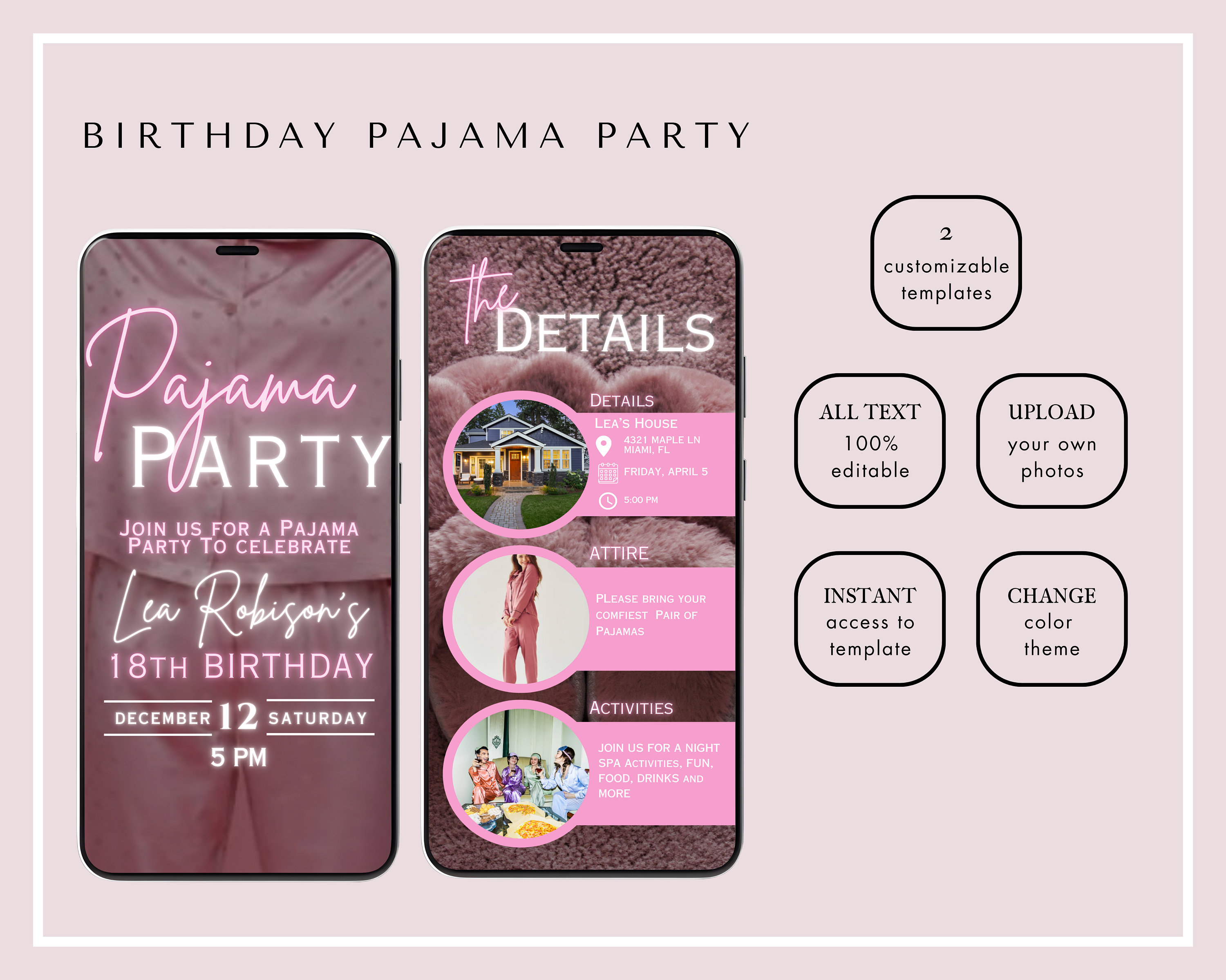 Birthday Pajama Party Digital Invitation, Animated Pajama Party Invite ...