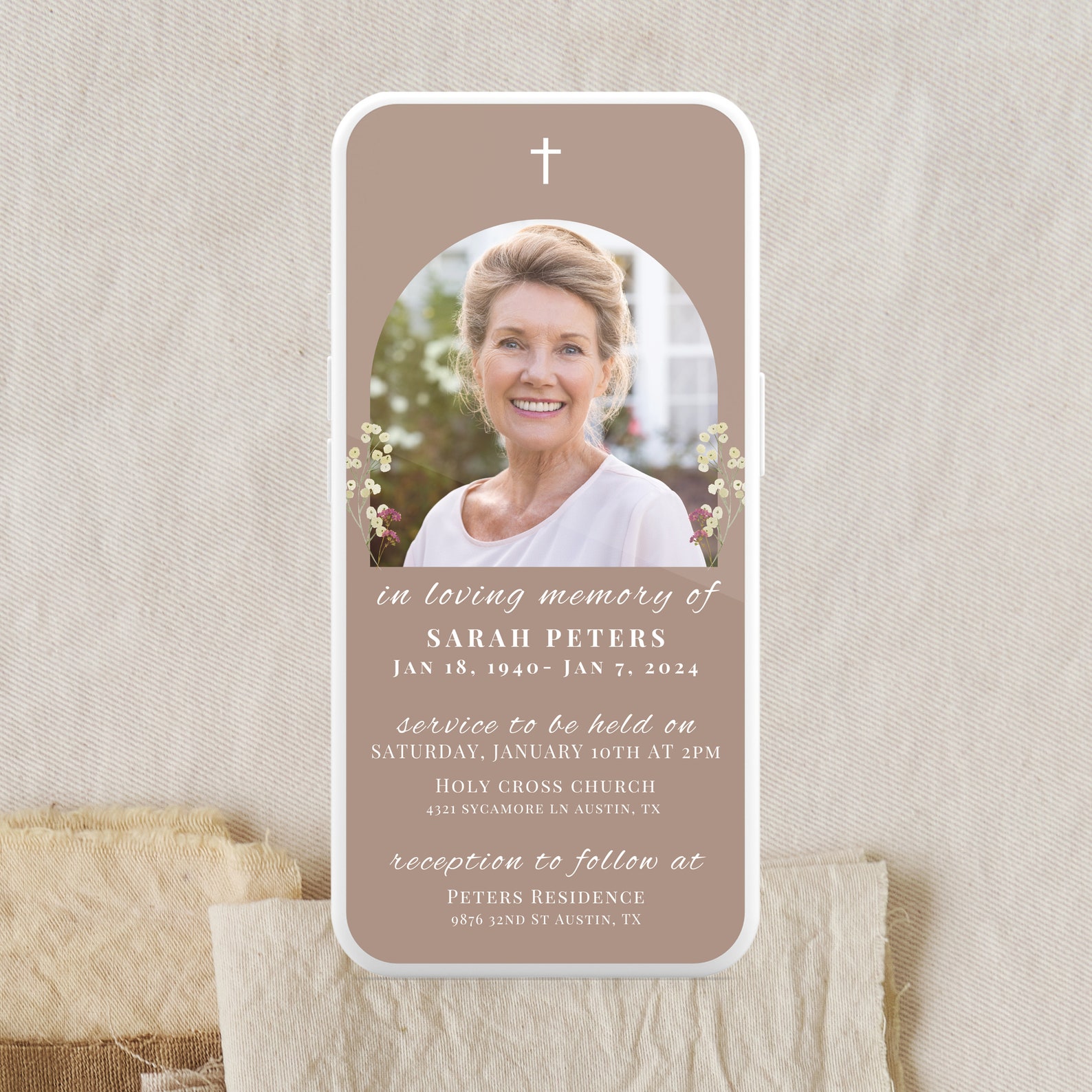 Editable Funeral Evite, Digital Funeral Invitation, Electronic Funeral ...