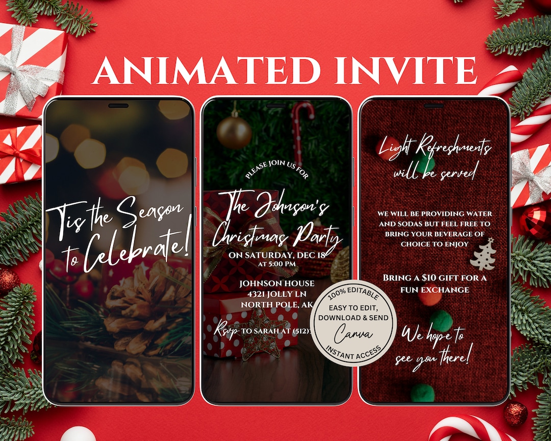Digital Christmas Party Invitation Holiday Gathering Get Together ...
