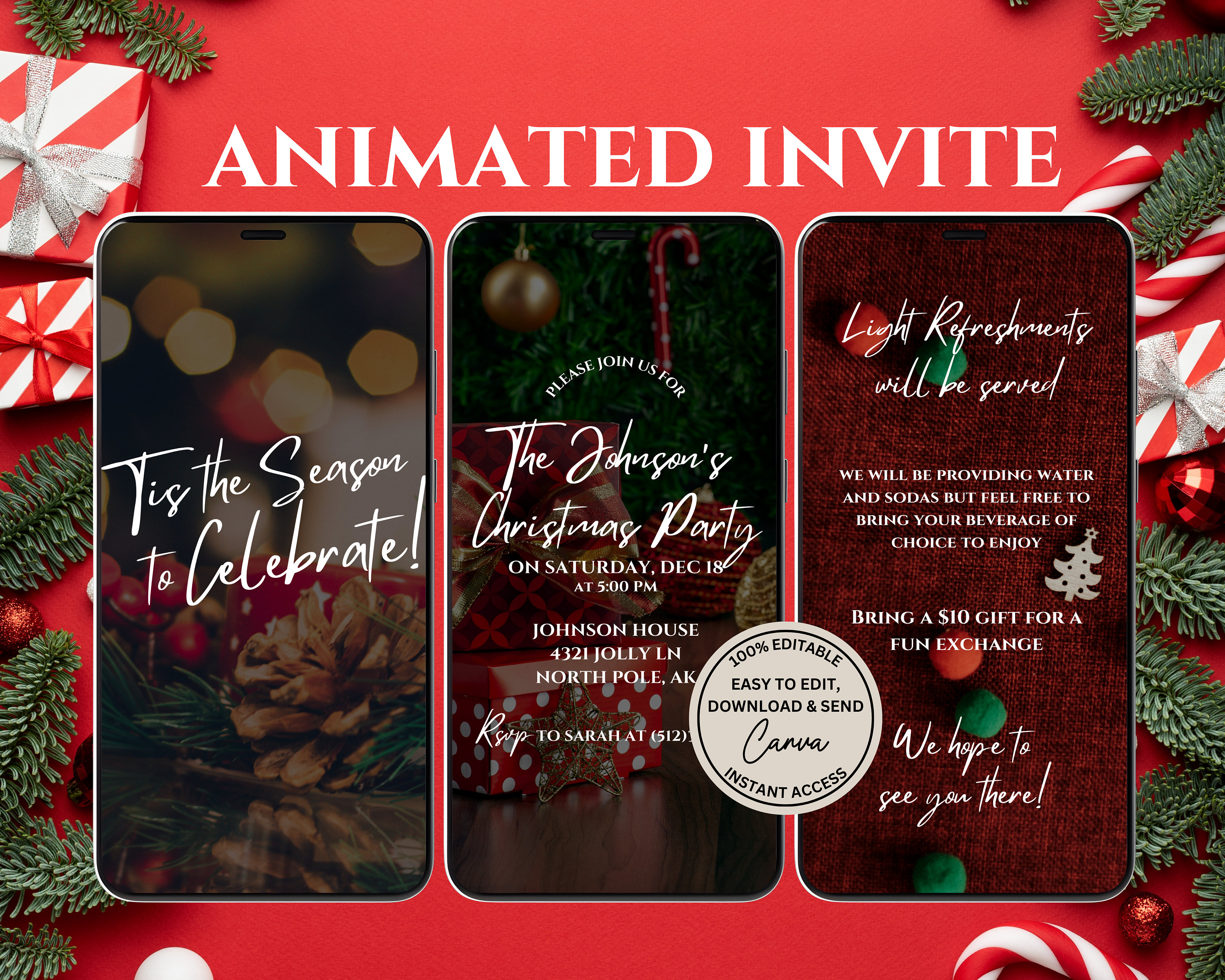 Digital Christmas Party Invitation Holiday Gathering Get Together ...