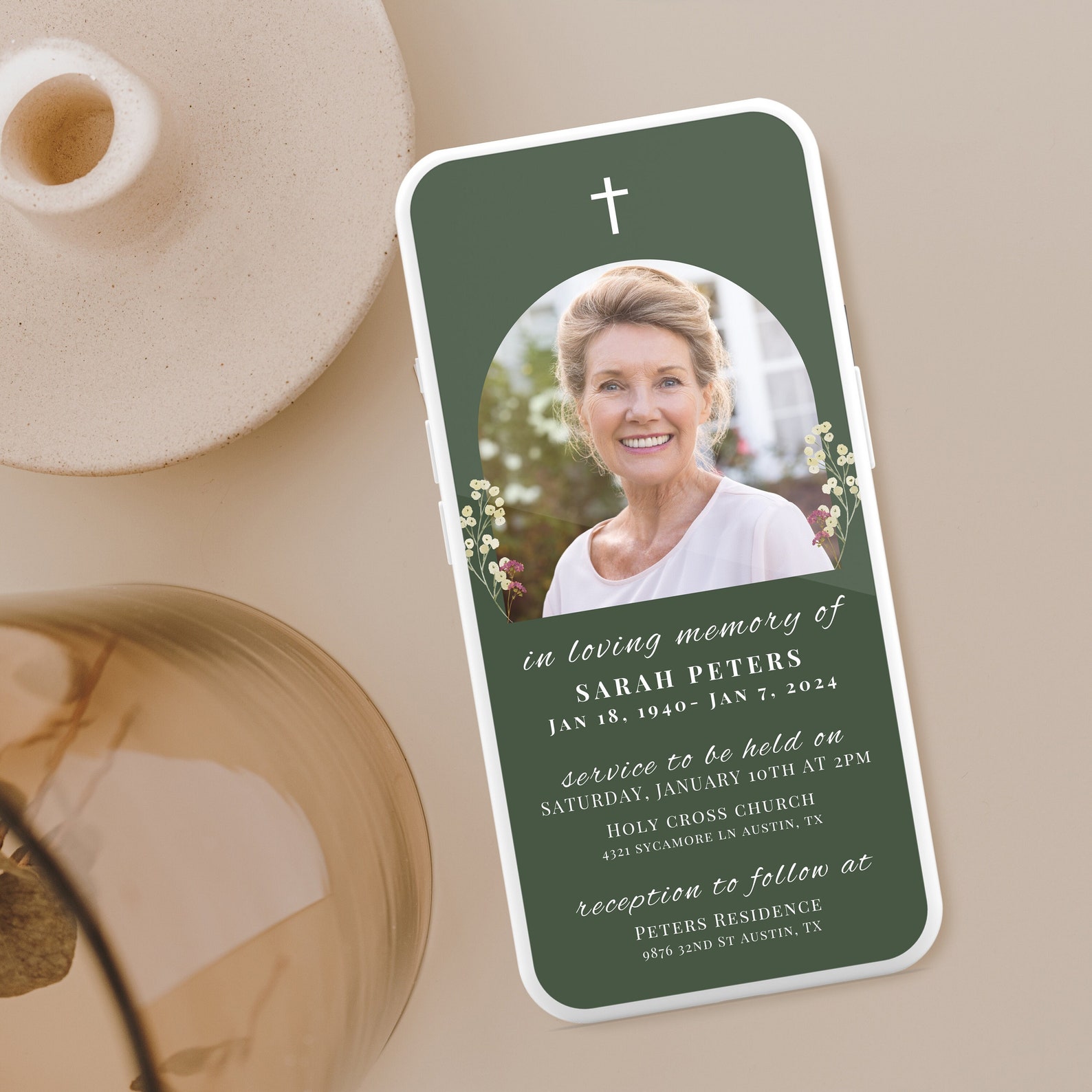 Editable Funeral Evite, Digital Funeral Invitation, Electronic Funeral ...