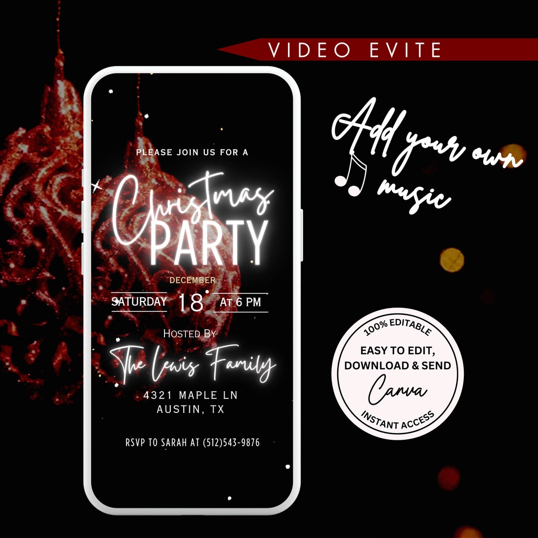 Digital Christmas Party Video Invitation Electronic Christmas Party ...
