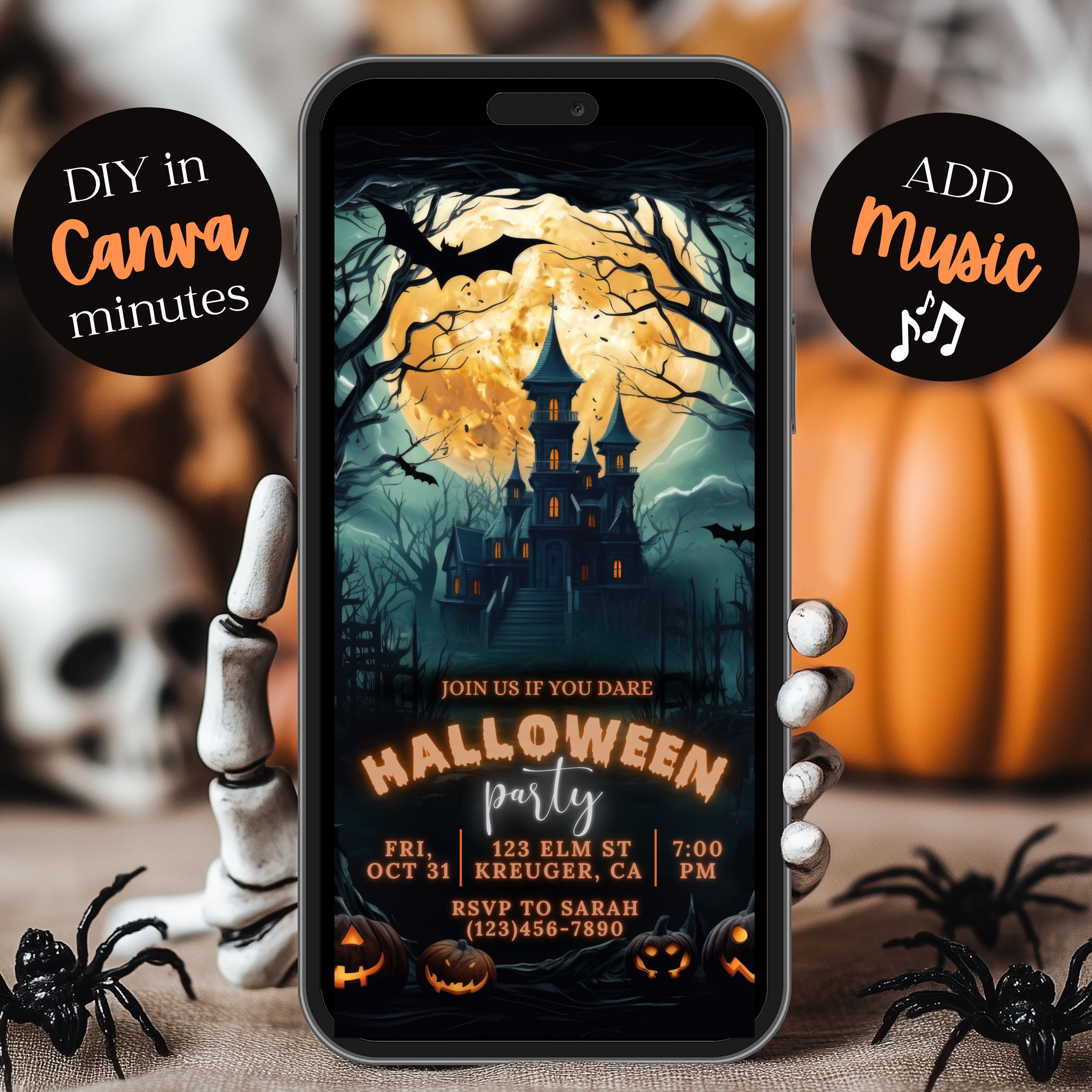 Digital Halloween Party Invitation, Electronic Phone Text Halloween ...
