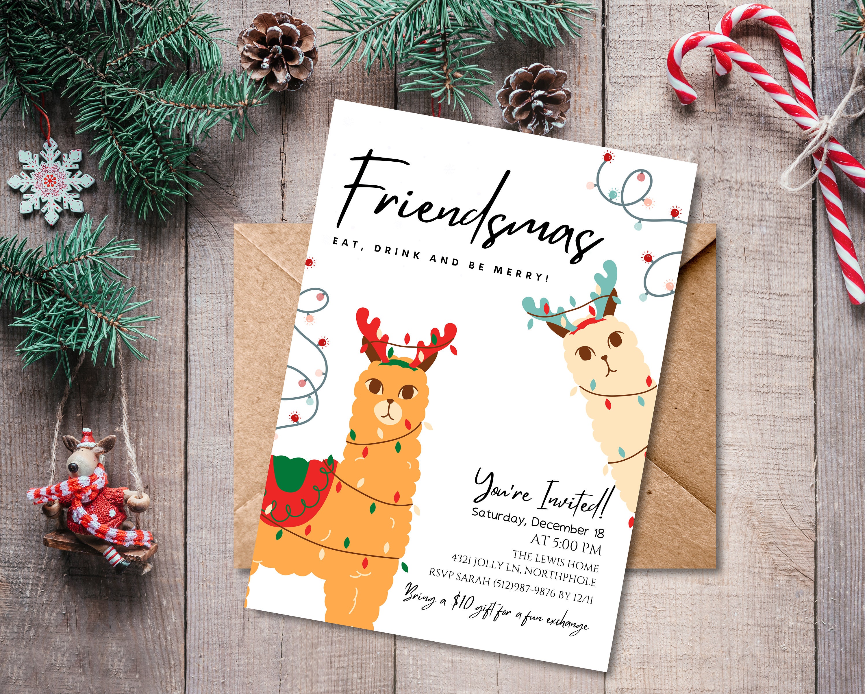 Editable Friendsmas Party Invitation Christmas Party Invite Friendsmas ...