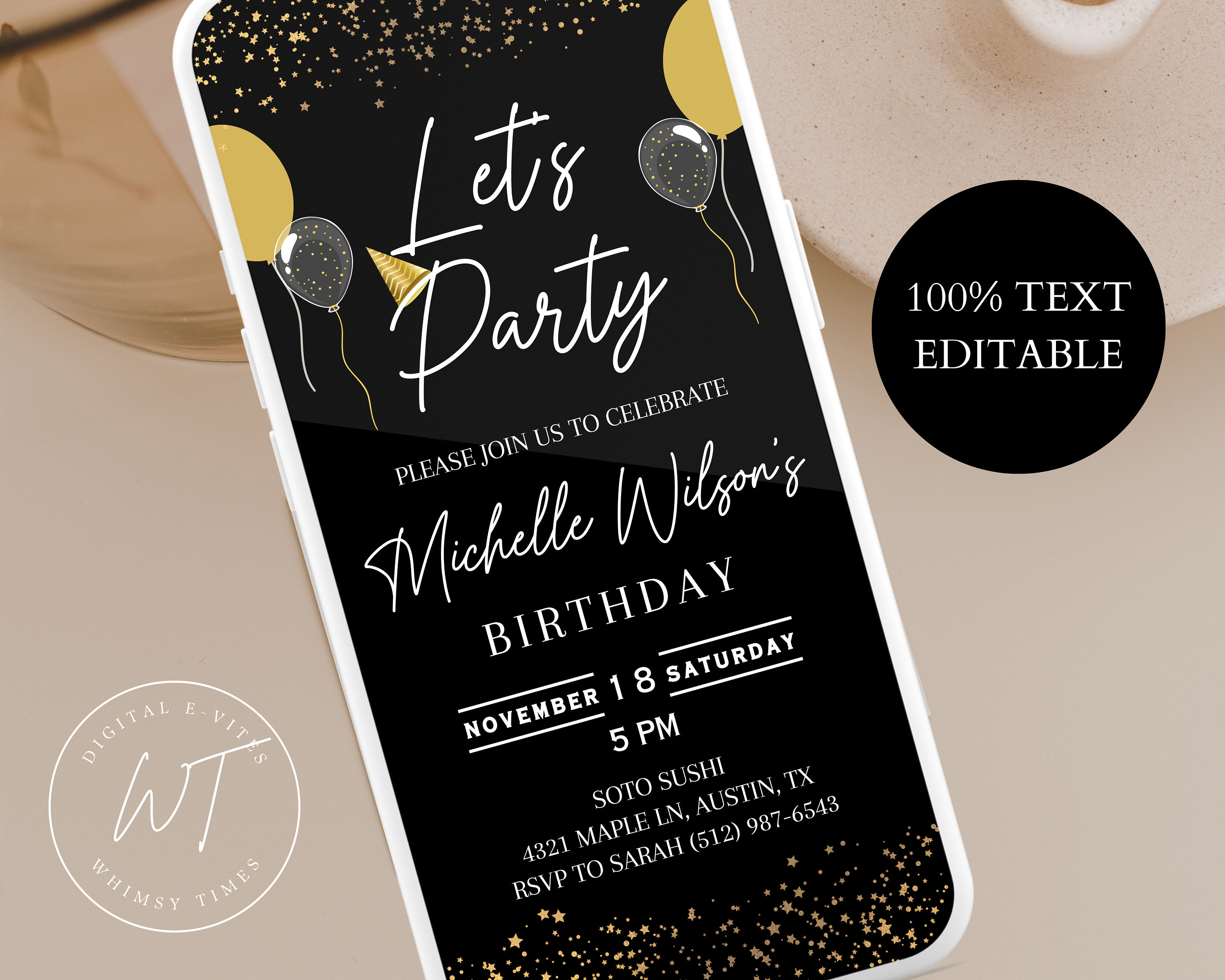 Digital Birthday Party Invitation, Evite Birthday Party Animated Video ...