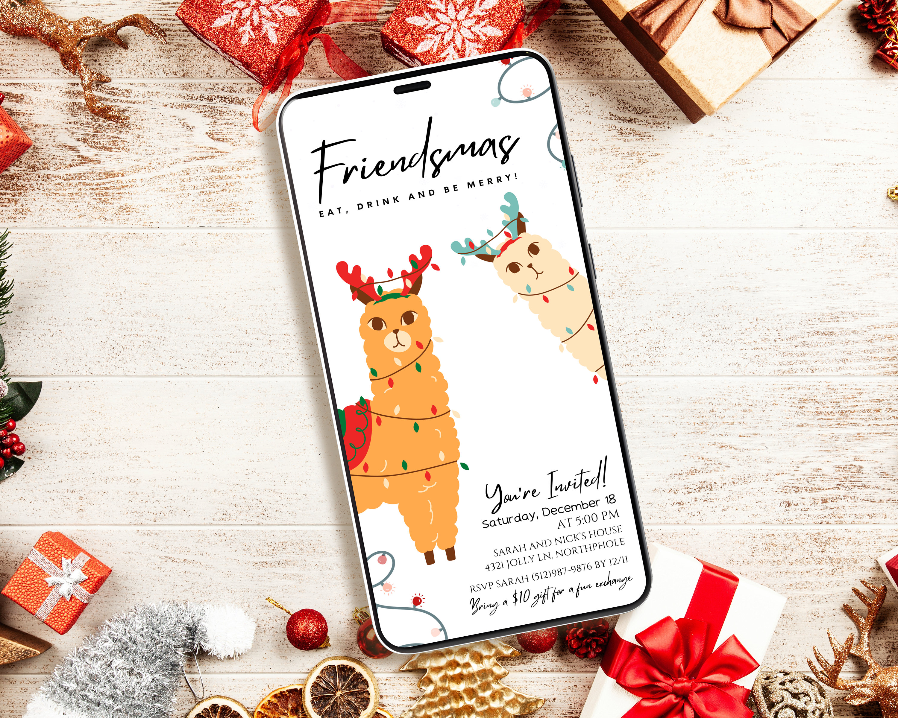 Editable Friendsmas Party Invitation Christmas Party Invite Friendsmas ...