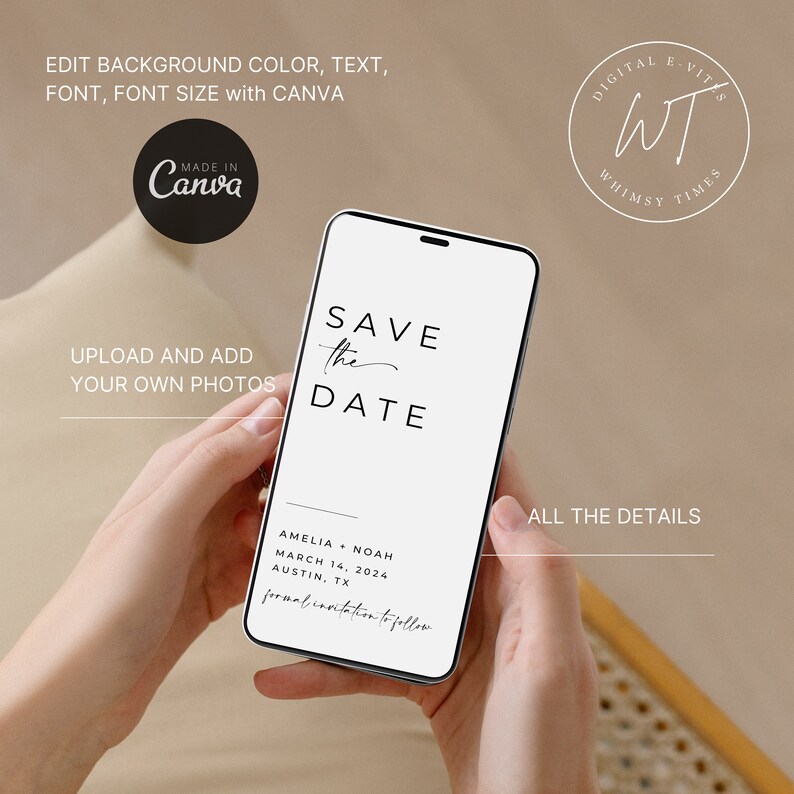 Digital Save the Date Template, Save the Date With Photo, Electronic ...