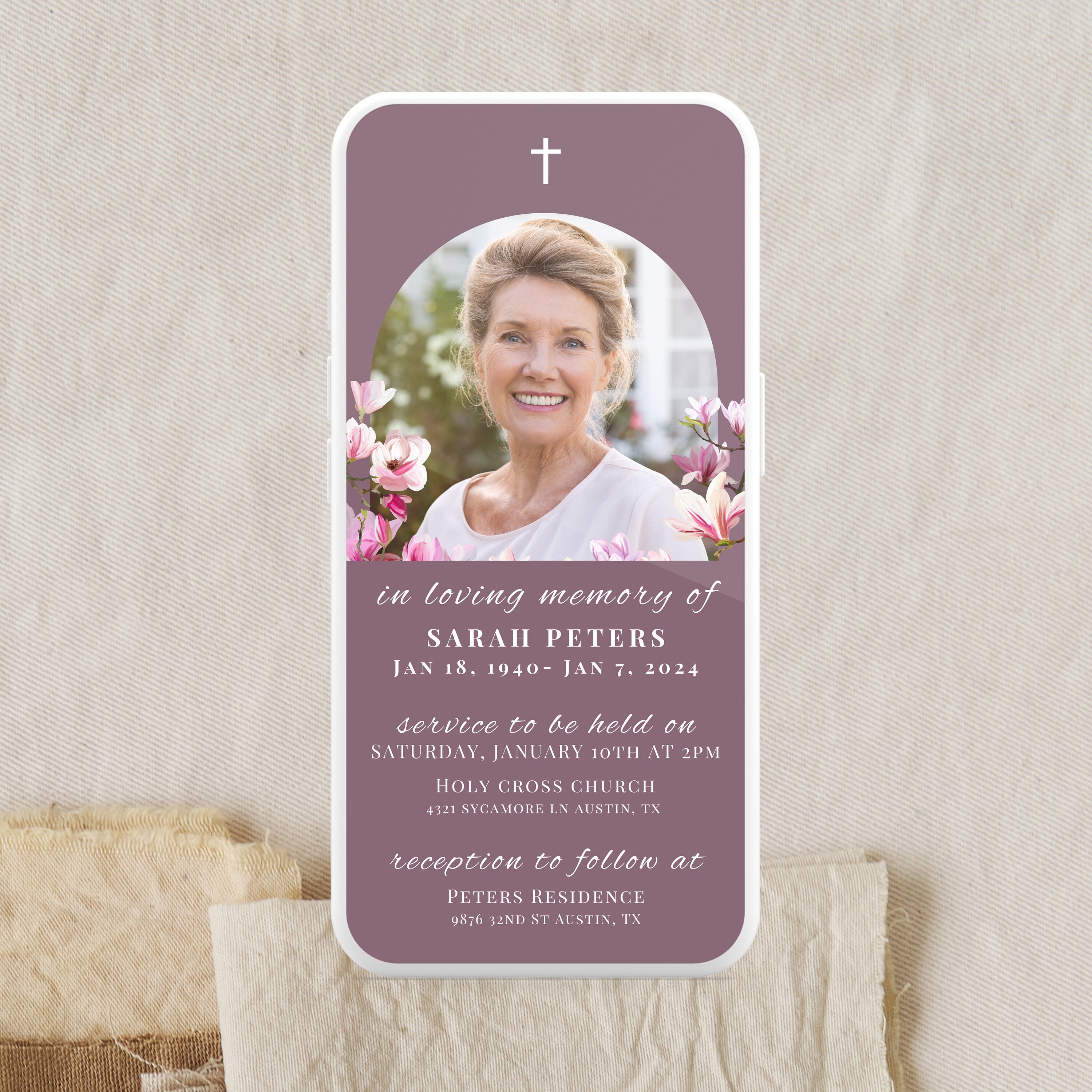 Editable Funeral Evite, Digital Funeral Invitation, Electronic Funeral ...