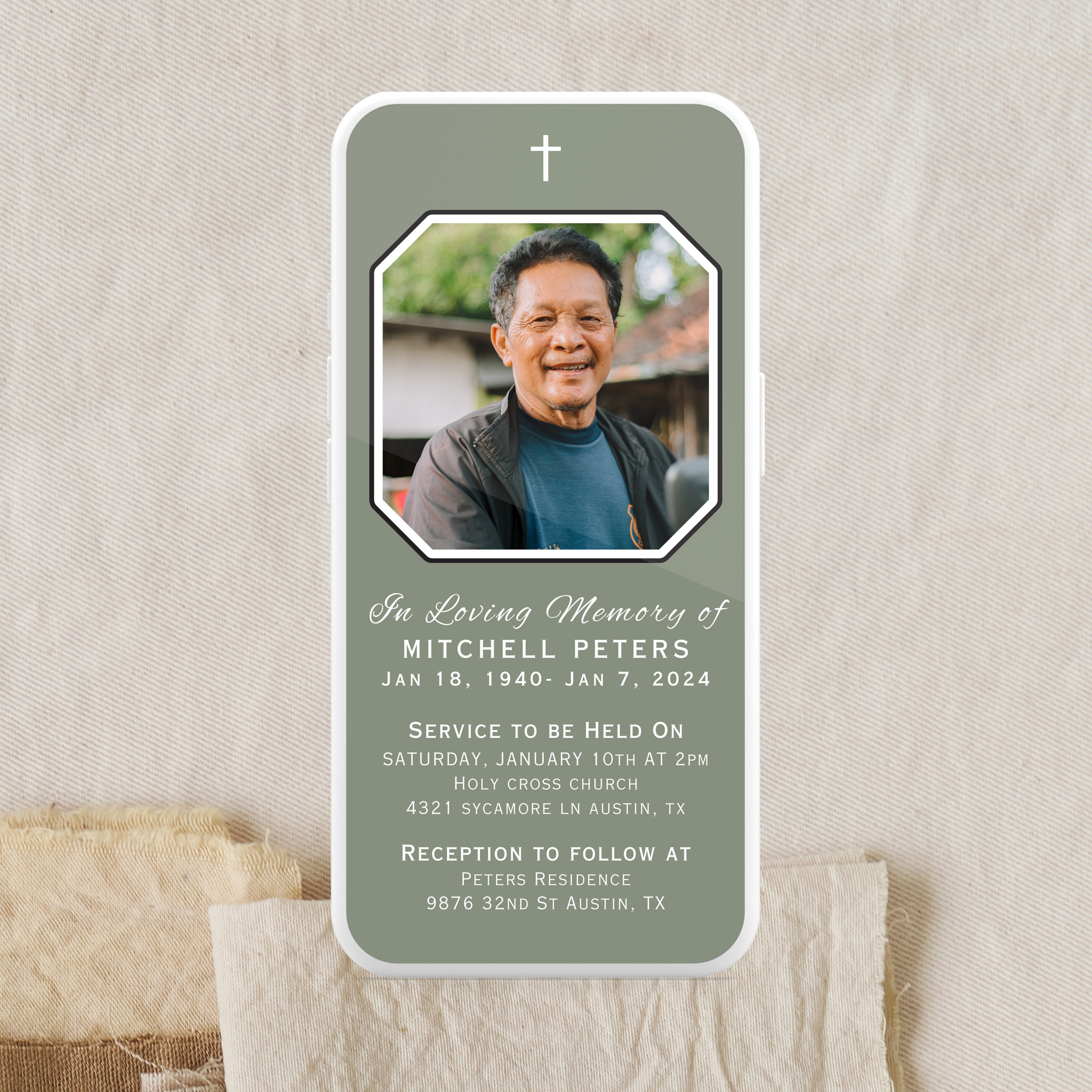 Editable Funeral Evite, Digital Funeral Invitation, Electronic Funeral ...