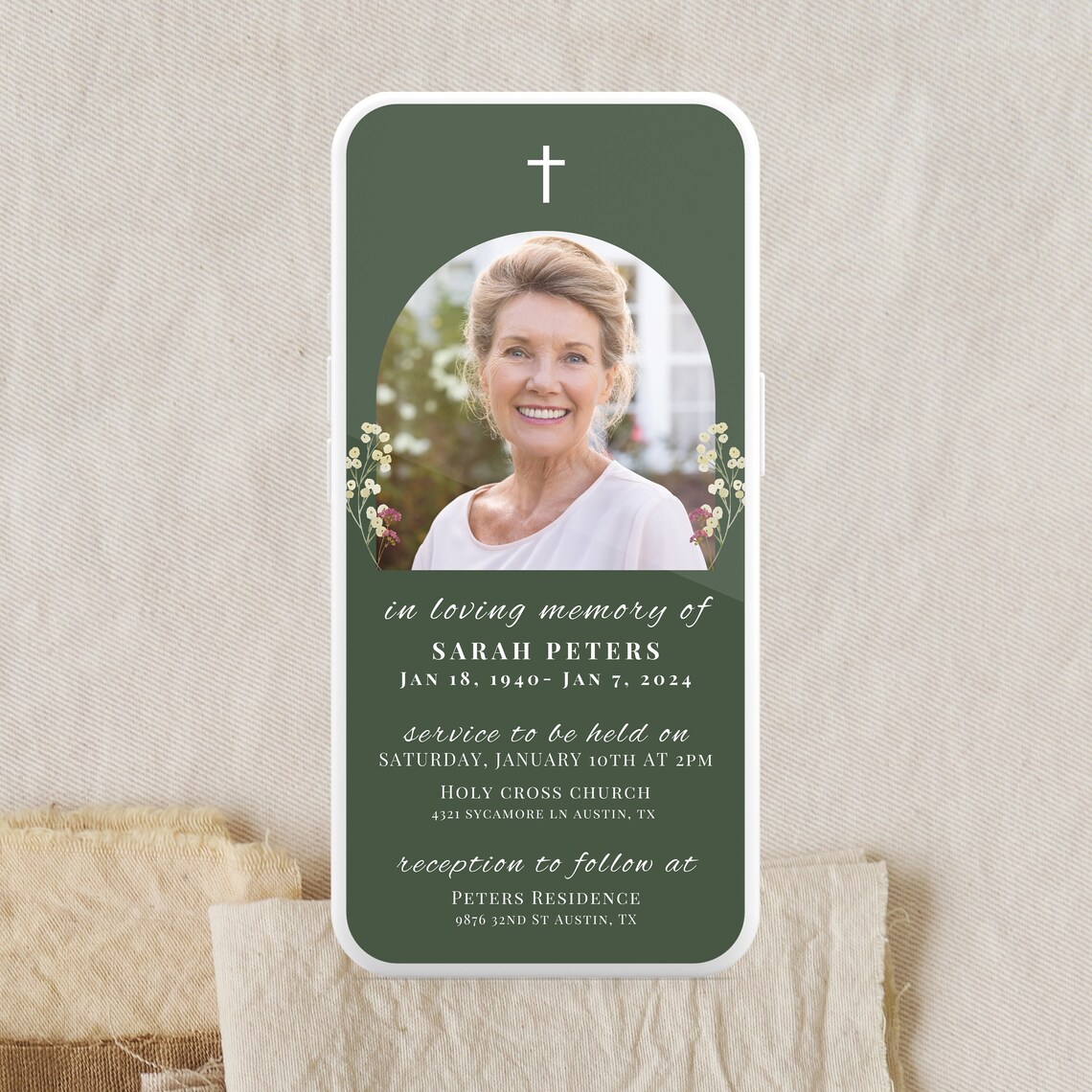 Editable Funeral Evite, Digital Funeral Invitation, Electronic Funeral ...