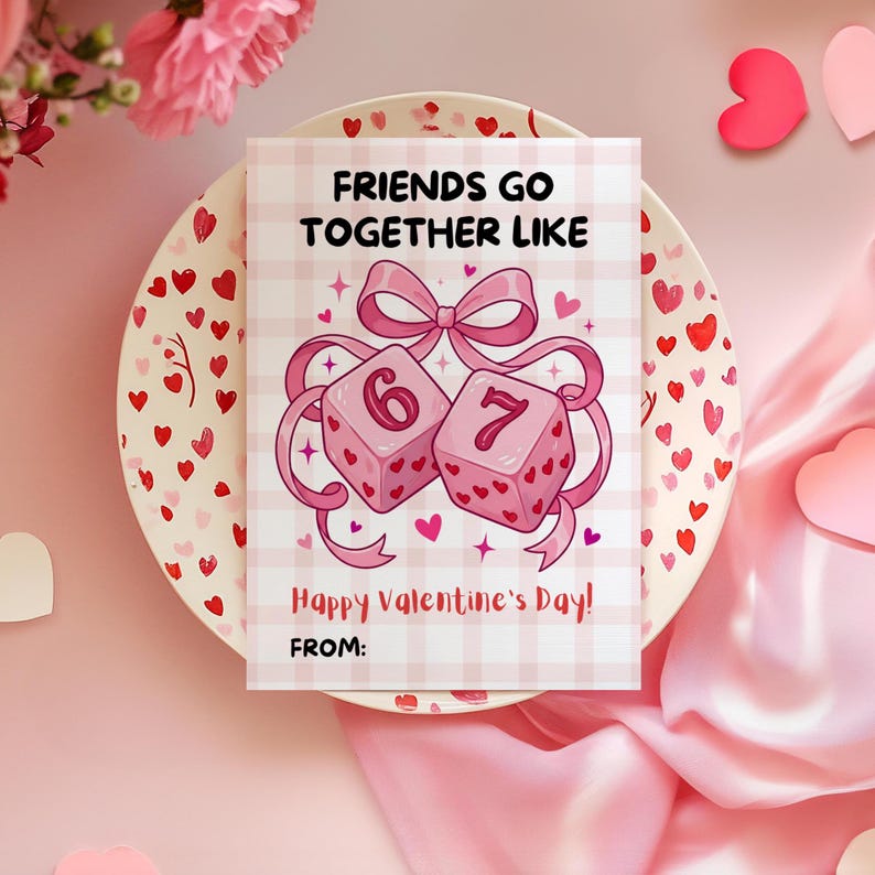 67 Kids Valentine's Day Cards, Girly Printable Classroom Valentine Card ...