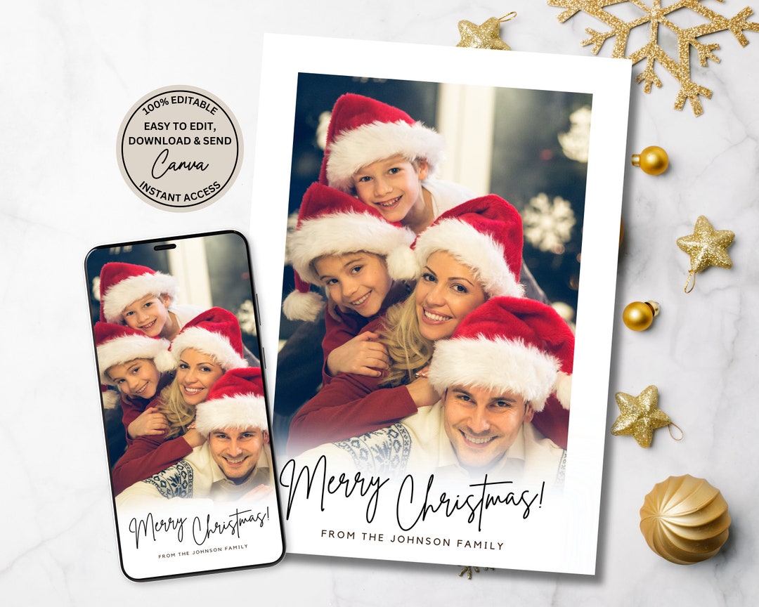 Christmas Card Template, Christmas Photo Card, Season's Greetings ...