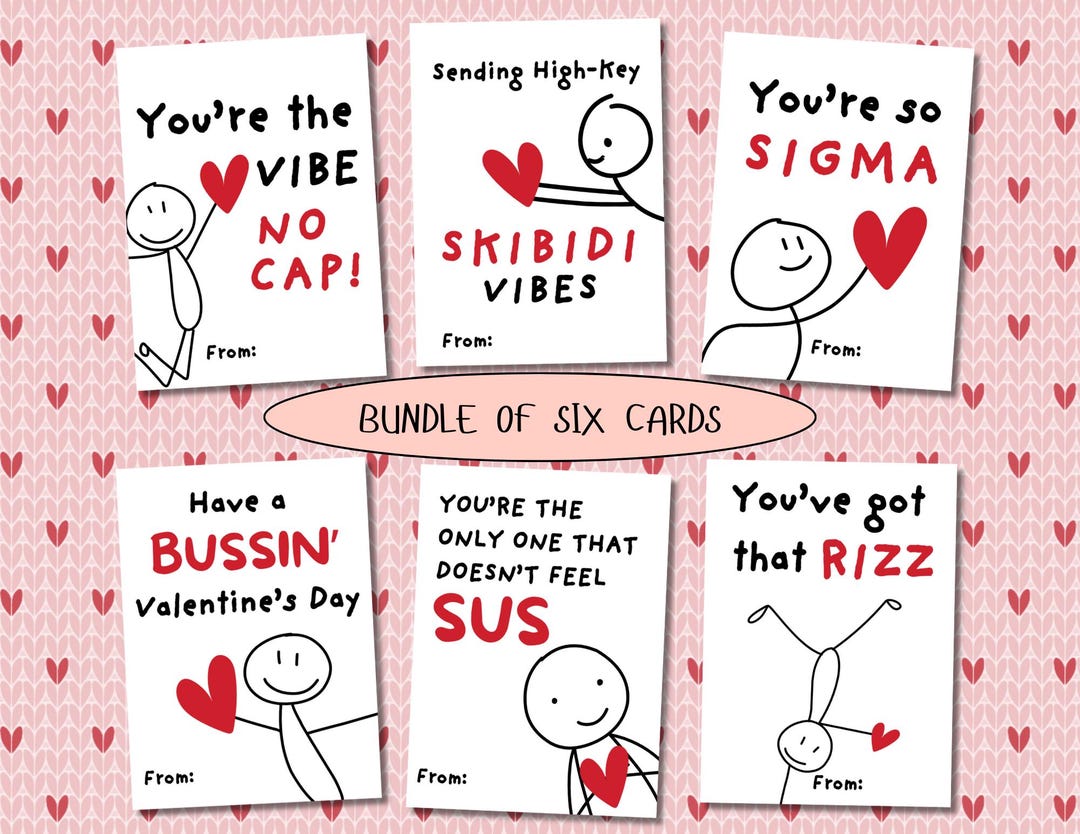 Slang Kids Valentine's Day Cards, Funny Printable Classroom Valentine ...