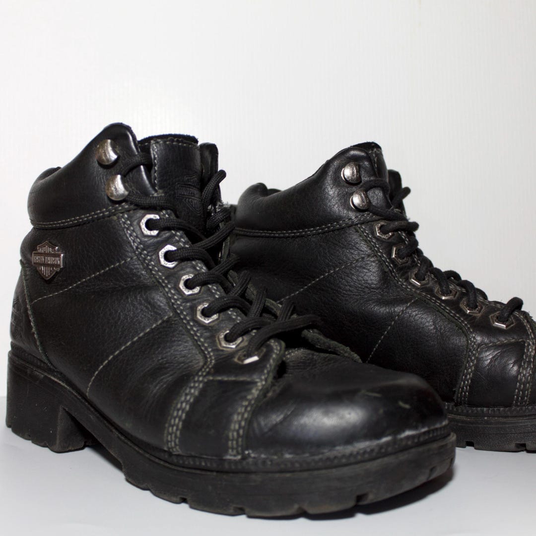 Harley Davidson Motorcycle Booties Vintage Leather Riding Shoes Retro ...