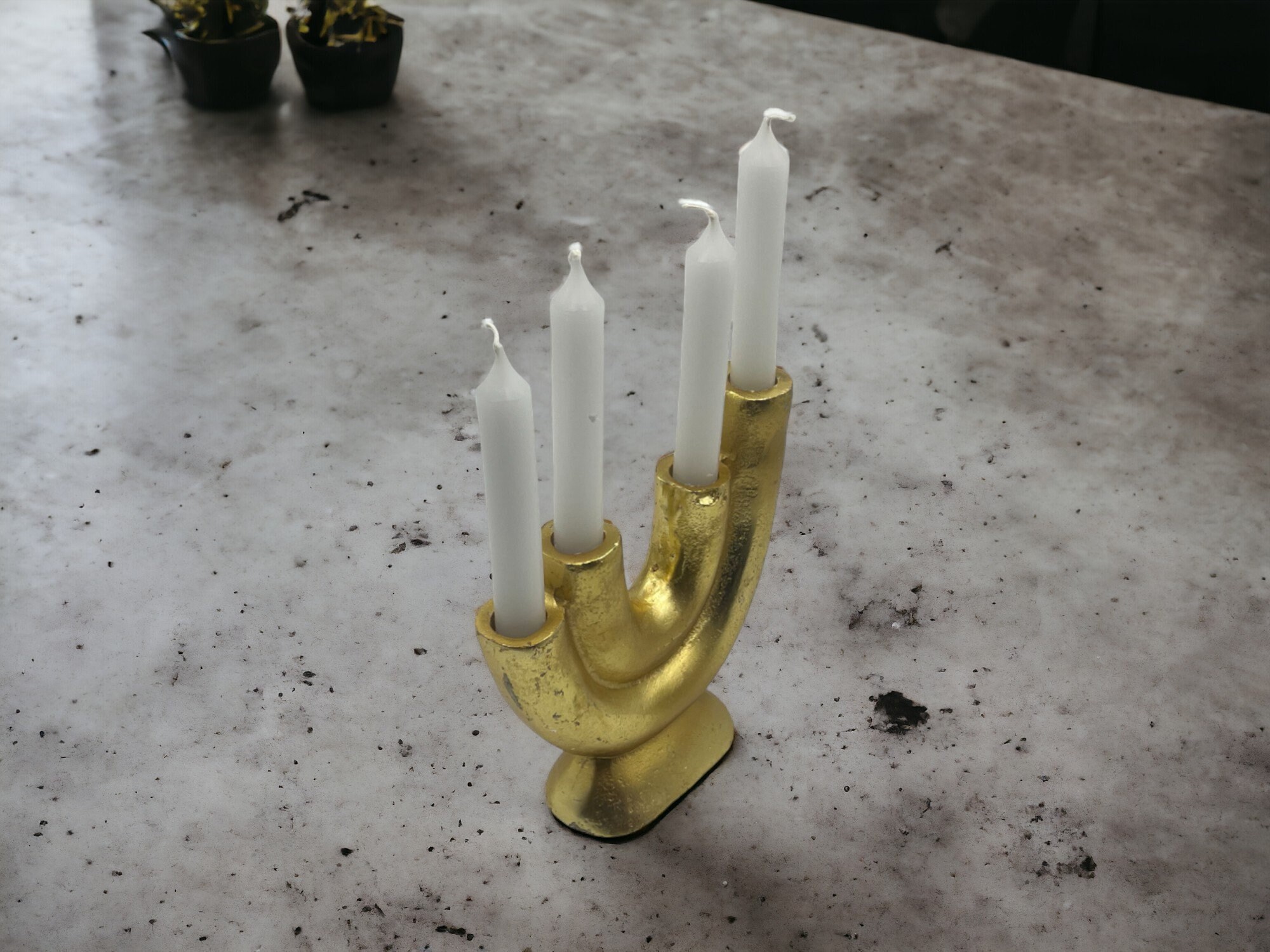 Gold Aluminum 4-candle Holder Modern Home Decor, Gift for Her, New Home ...