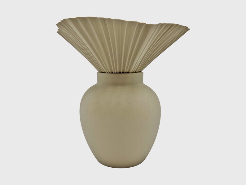 Handmade Beige Ceramic Vase: Abstract Textured Porcelain, 11 Inch Home ...