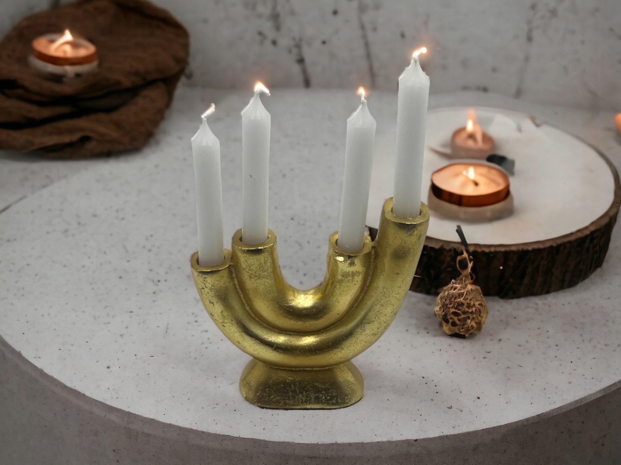 Gold Aluminum 4-candle Holder Modern Home Decor, Gift for Her, New Home ...