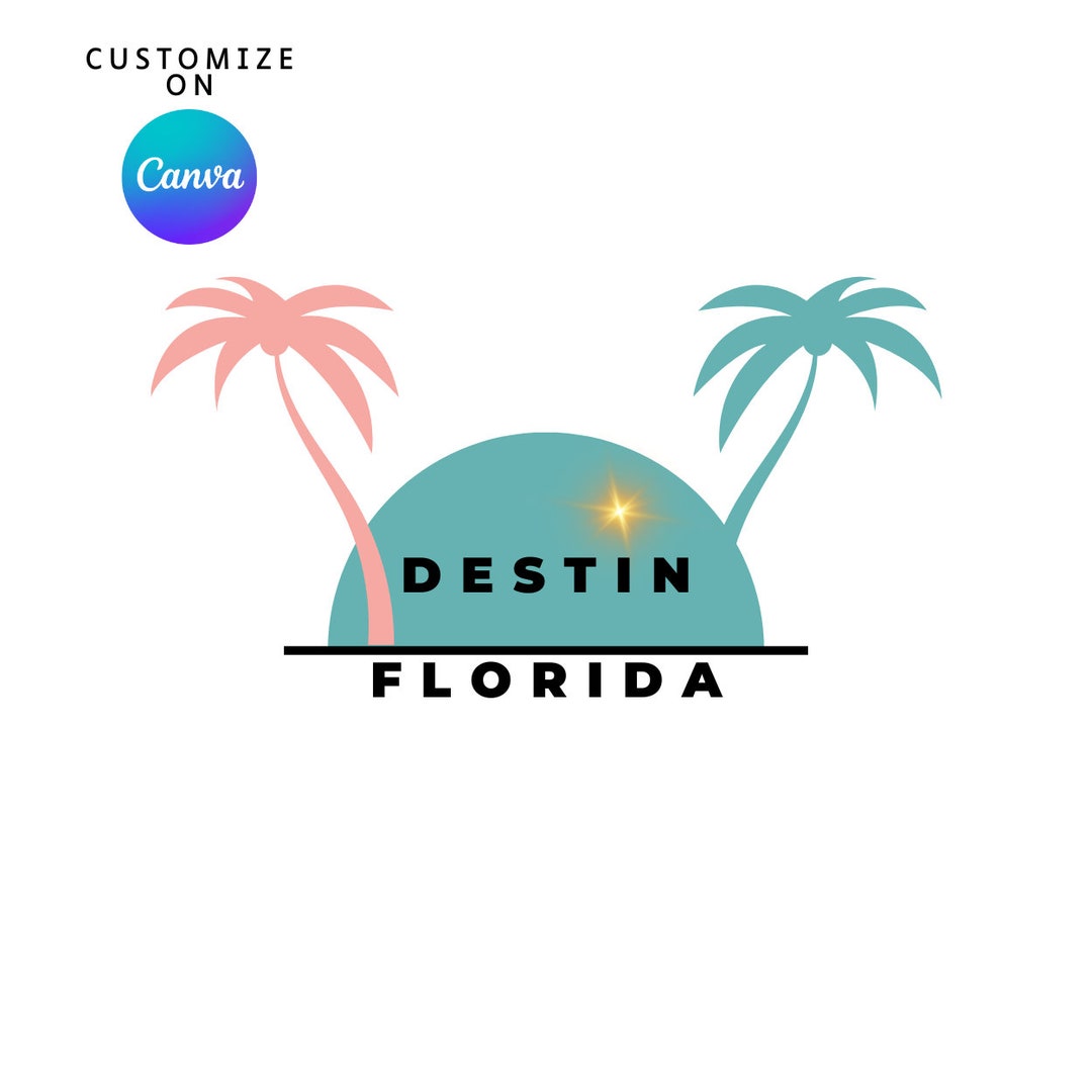 Logo Sunset Palm Trees Canva Logi Template Customize on Canva - Etsy