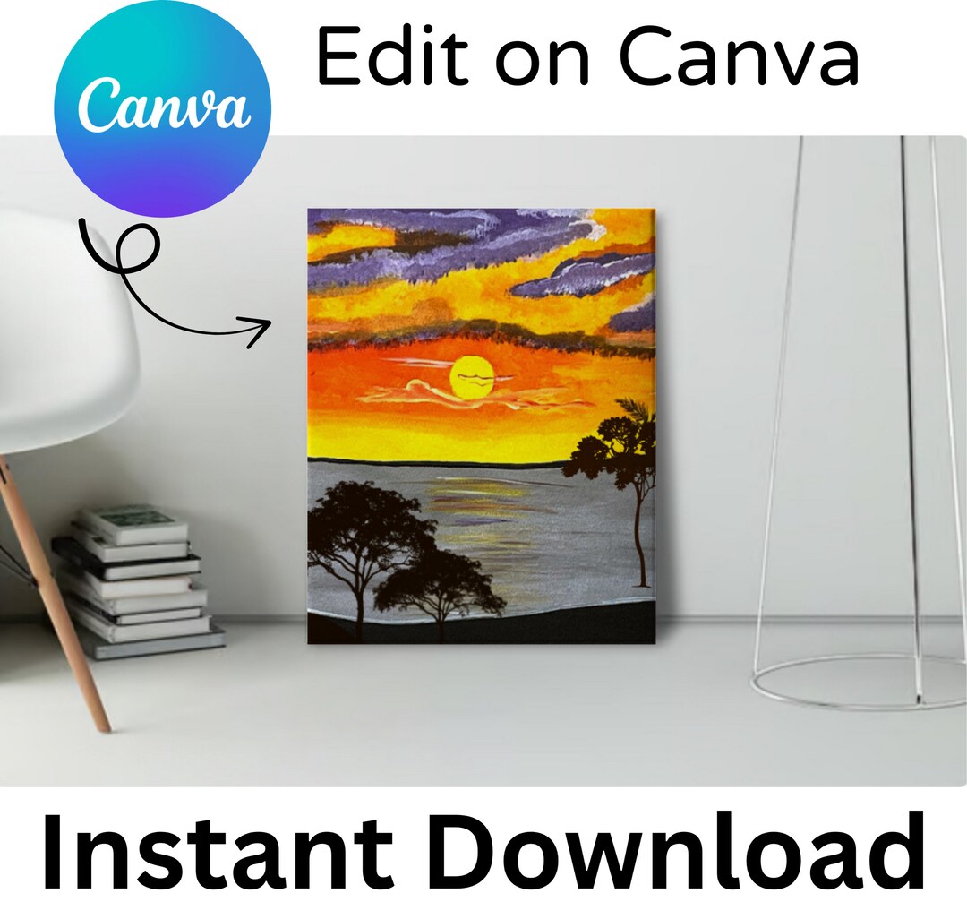 Sunset Canvas Printable Art Template Digital Art Customize on Canva - Etsy