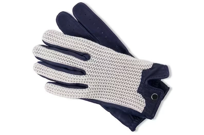 Men's Leather Driving Gloves, Mesh Net Car Racing, String Back, Driving ...