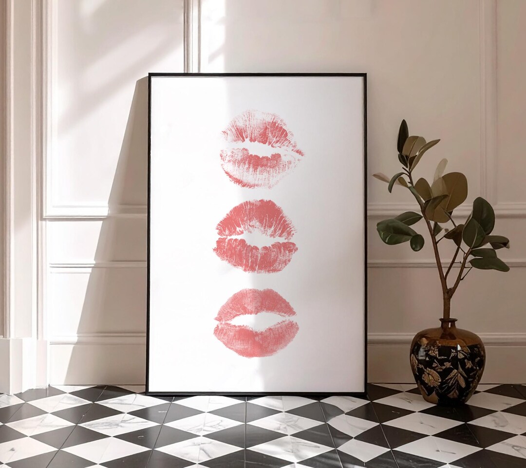 Trendy Red Lips Poster, Kiss Lip Poster, Fashion Wall Art, Lipstick ...