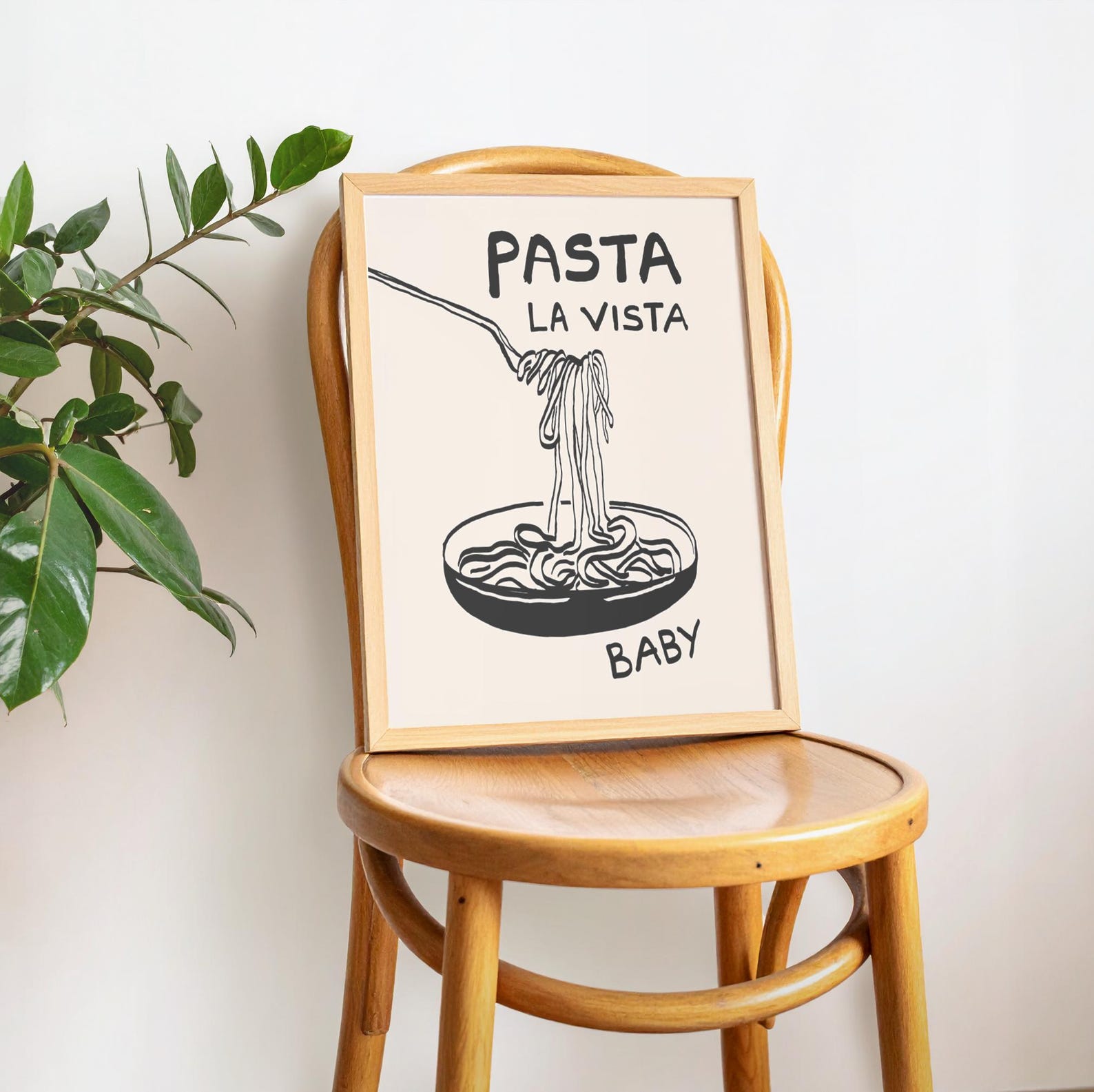 Pasta La Vista Baby Print, Pasta Poster Kitchen Decor, Quirky Print ...