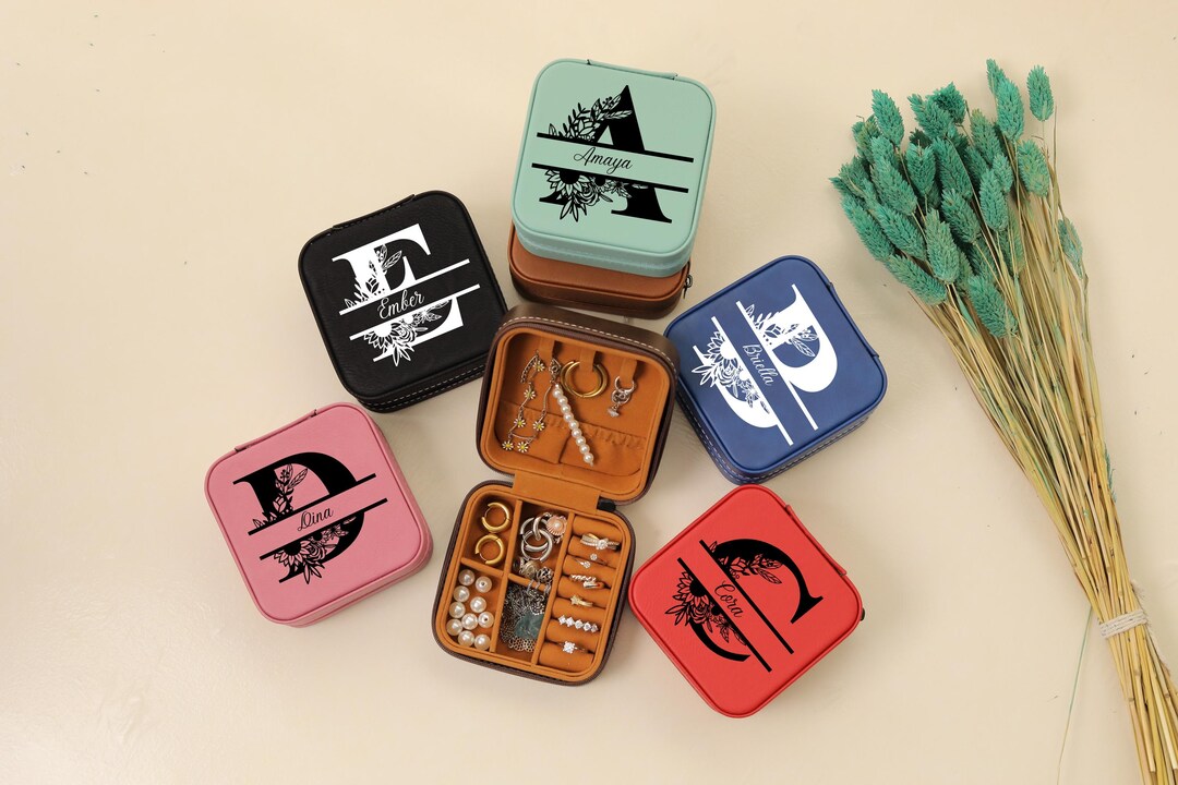 Personalized Initial Jewelry Box, Custom Bridesmaid Gifts Jewelry ...