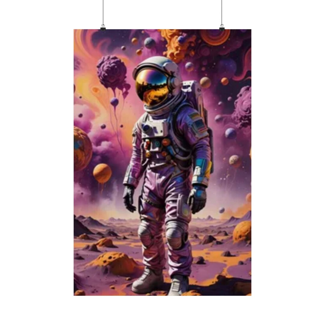 Space Explorer Matte Vertical Poster, Astronaut on Strange Planet Art ...