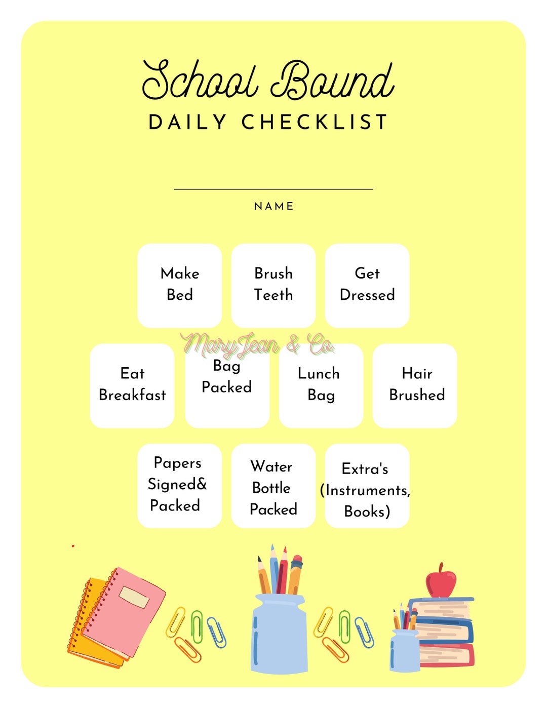 School Bound Checklist Printable - Etsy