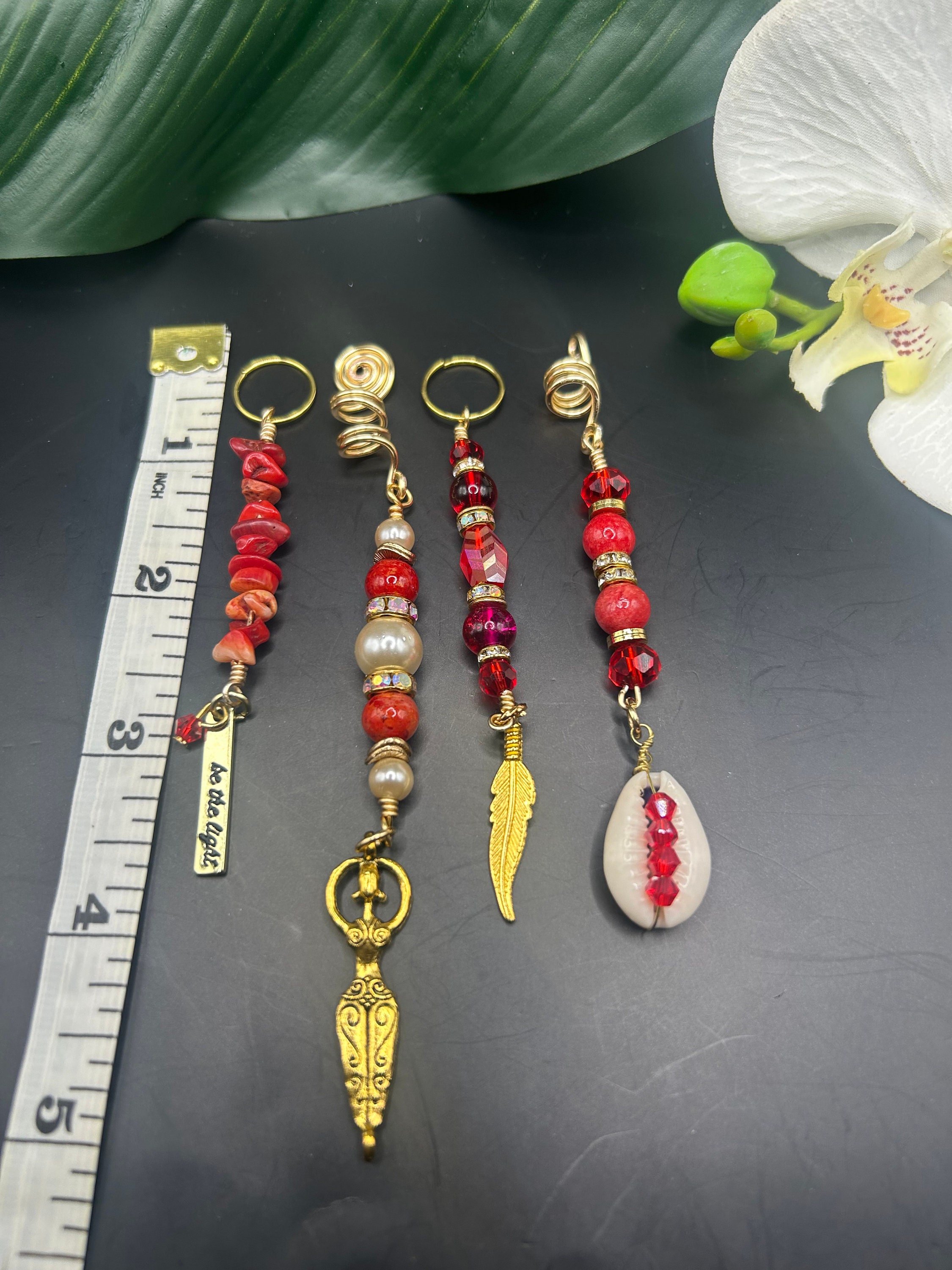 Goddess of Fertility Red & Gold Assorted Loc Jewelry, Dread Jewelry ...