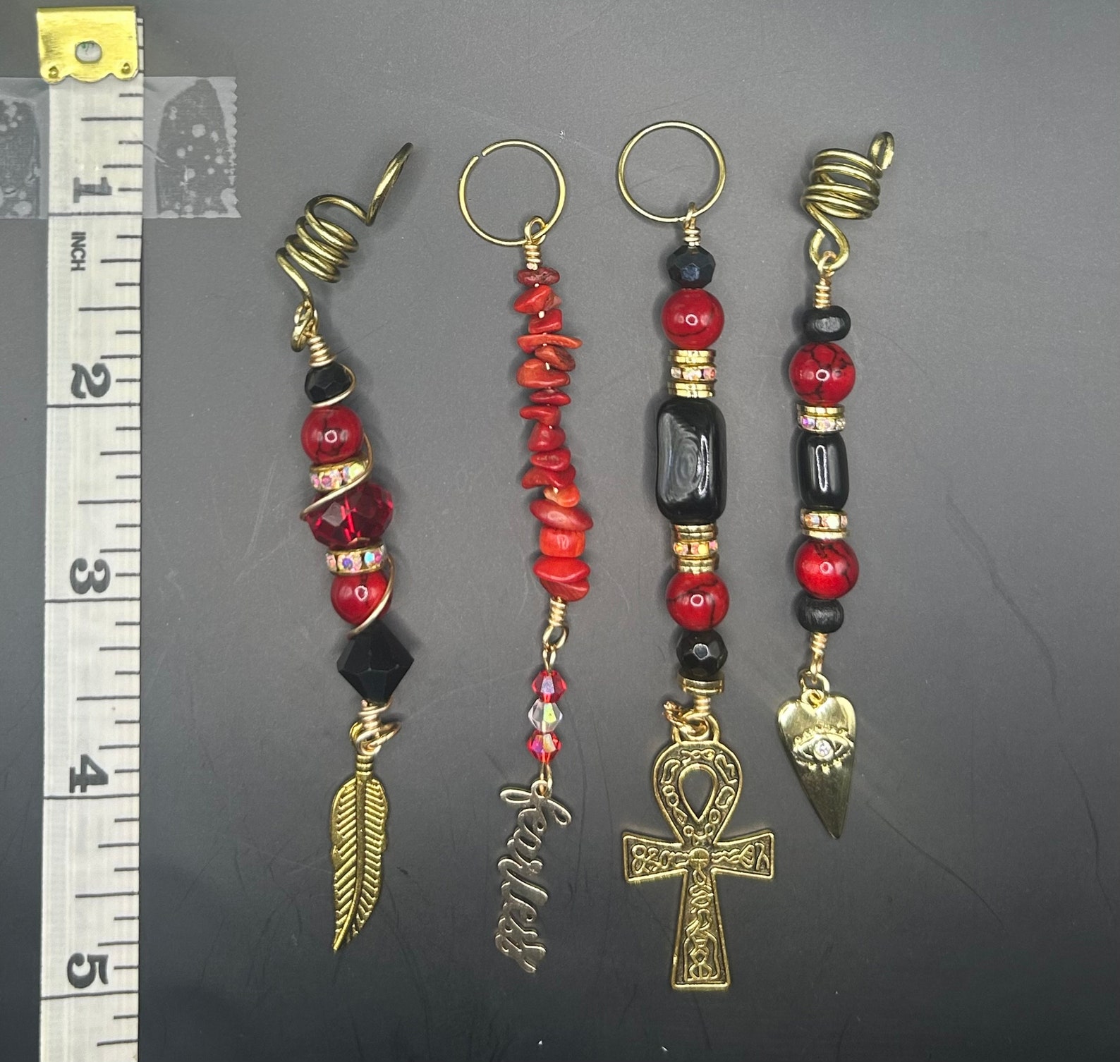 Ankh Red Assorted Loc Jewelry, Dread Jewelry, Braid Jewelry, Hair ...