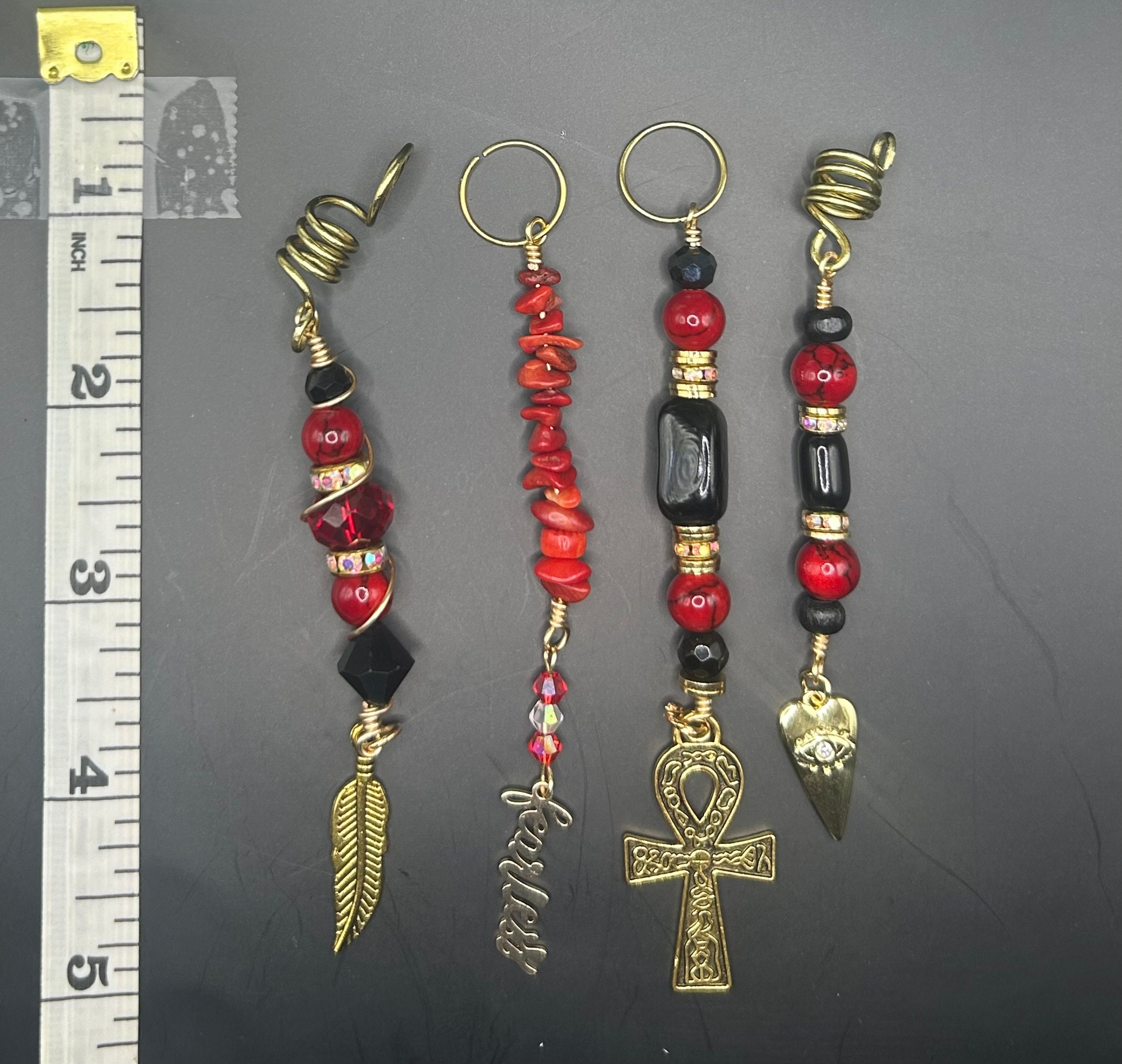 Ankh Red Assorted Loc Jewelry, Dread Jewelry, Braid Jewelry, Hair ...