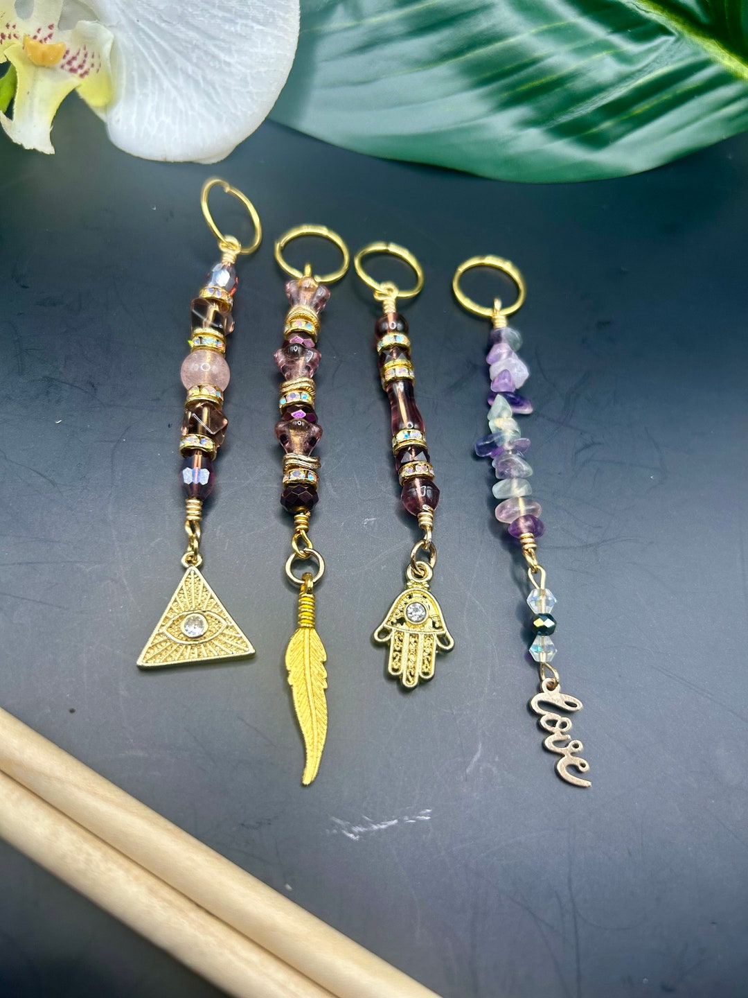 Evil Eye Protection Purple Assorted Loc Jewelry, Dread Jewelry, Braid ...