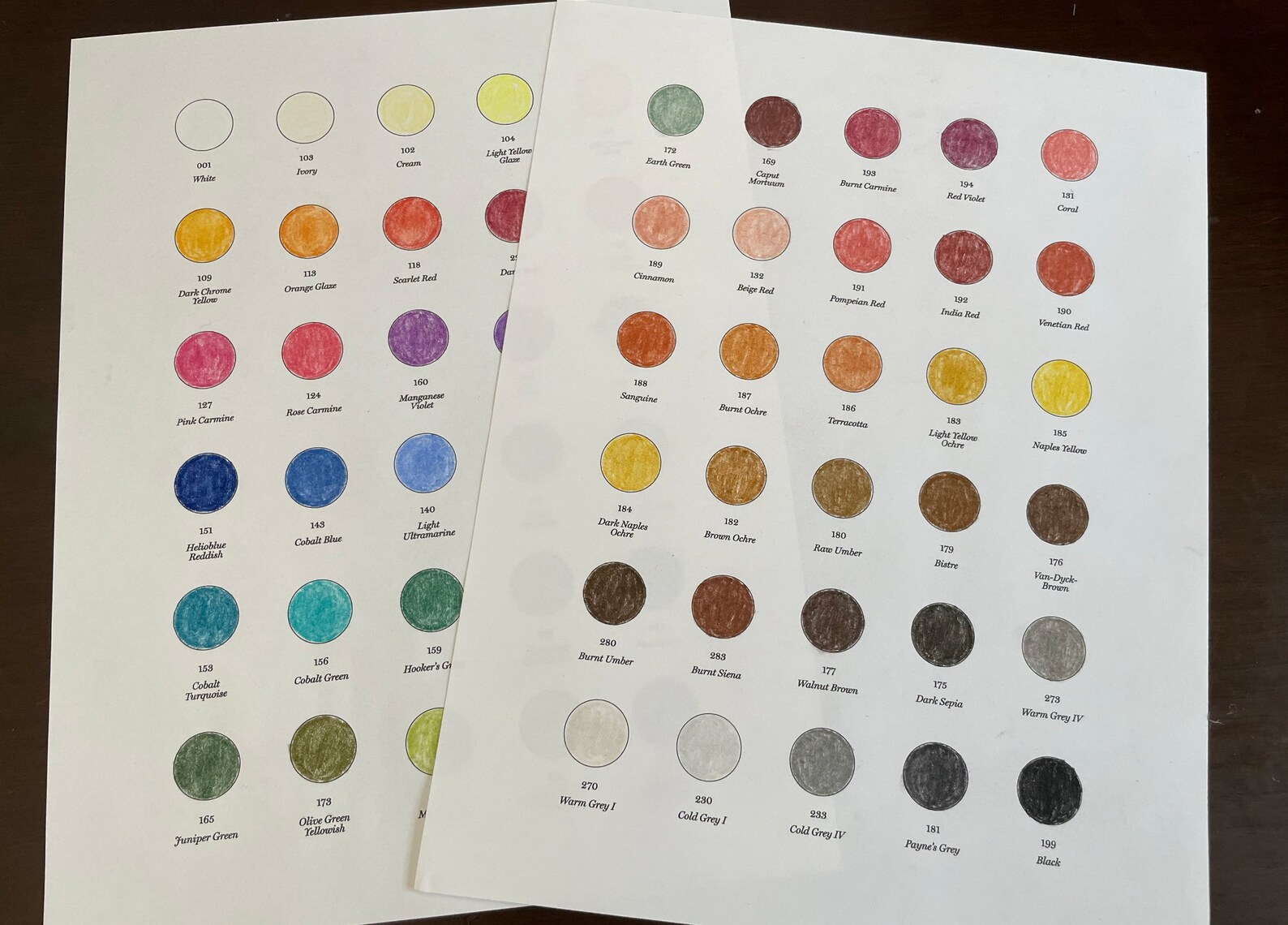Faber-castell Pitt Pastel Pencil 60 Color Set Color Swatch Sheet - Etsy