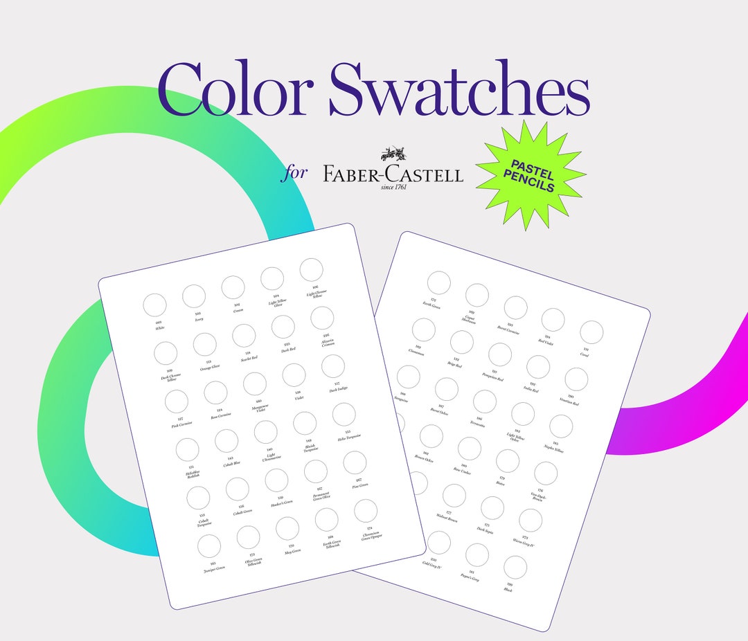 Faber-castell Pitt Pastel Pencil 60 Color Set Color Swatch Sheet - Etsy